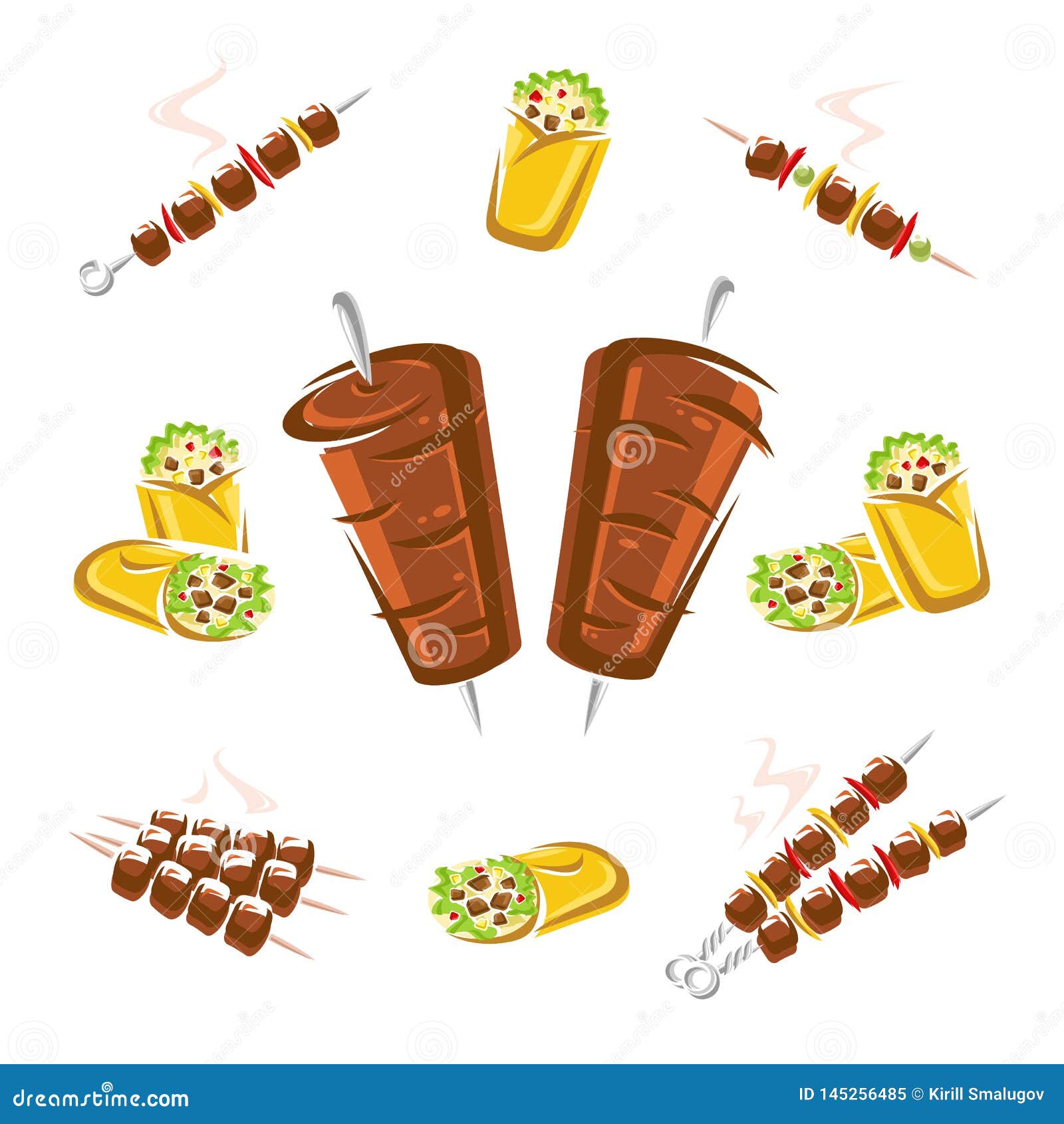 Kebab Set. Collection Icon Kebabs Stock Vector - Illustration of logo ...