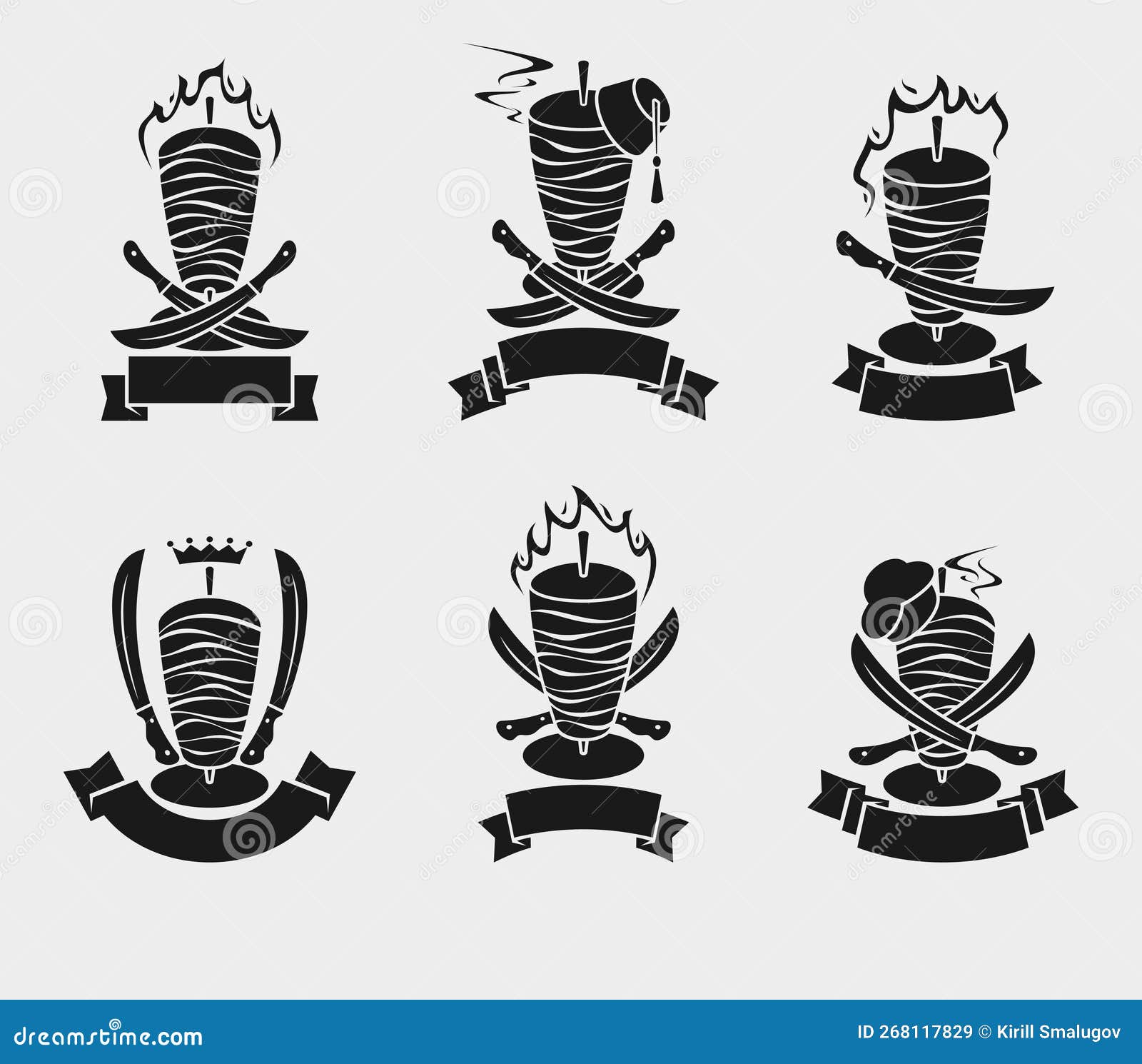 Kebab Set. Collection Icon Kebabs Stock Illustration - Illustration of ...