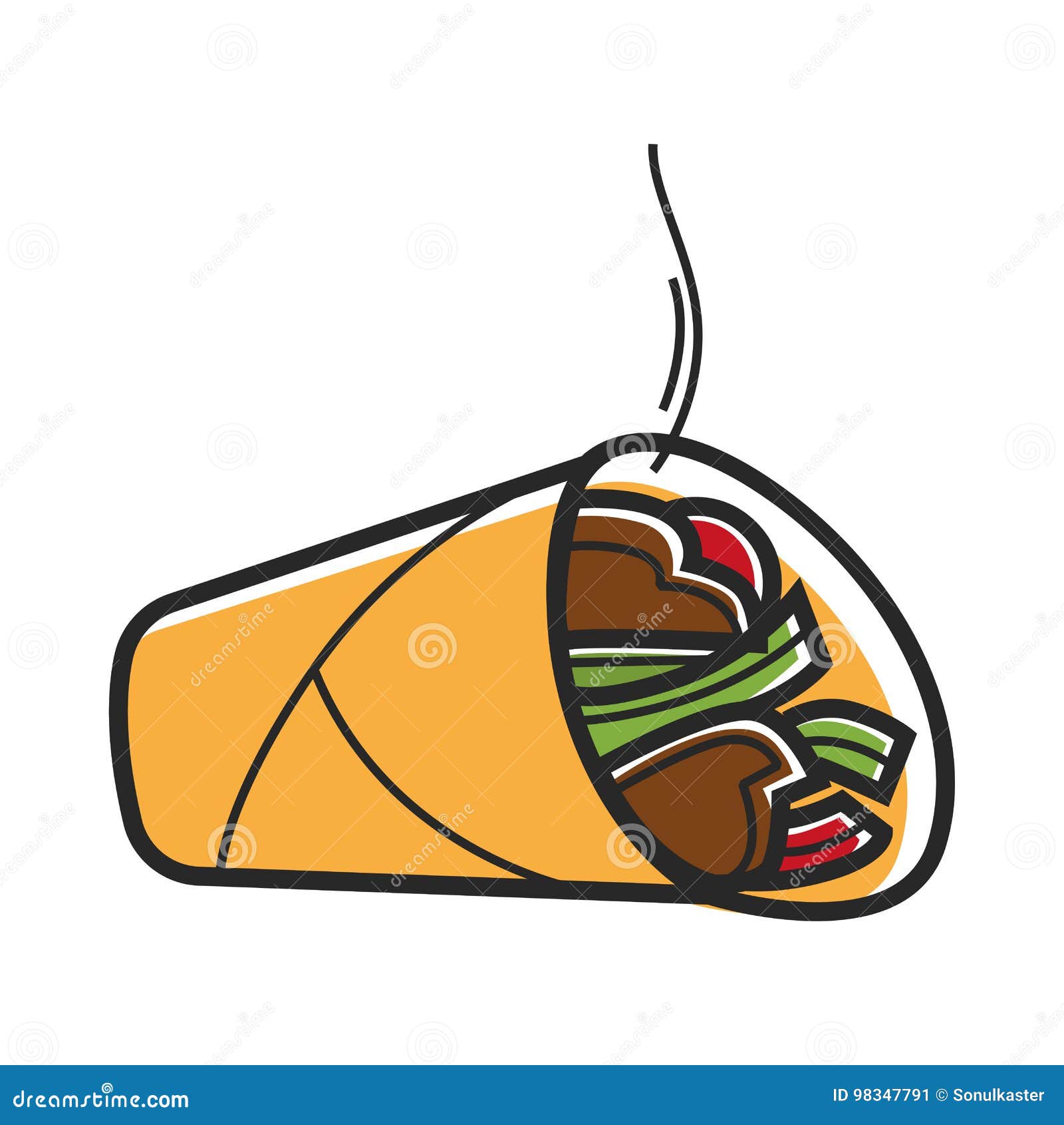 Kebab tradicional caliente ilustración del vector. Ilustración de ...