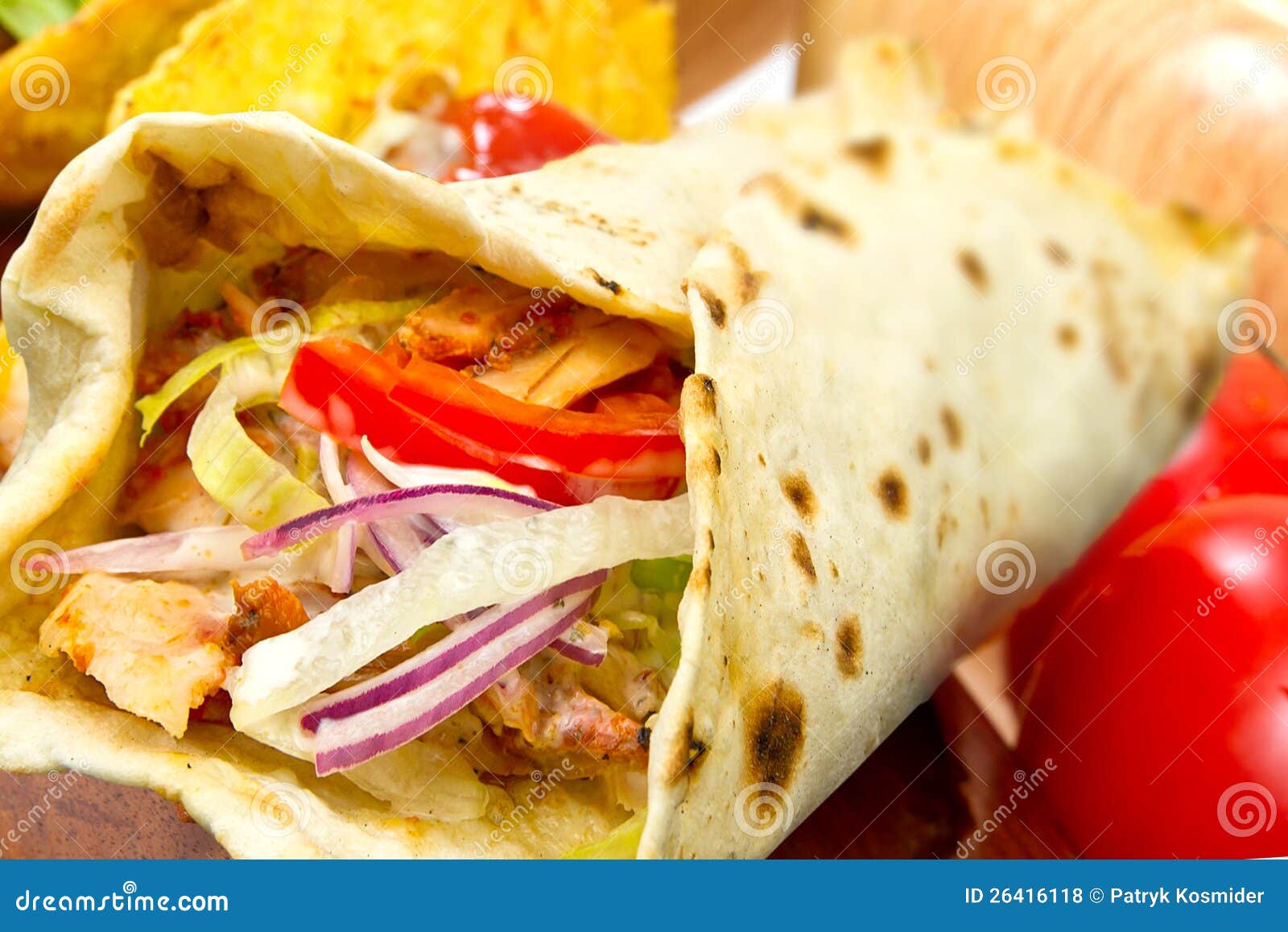 Kebab Turco Del Doner Del Pollo Fotografia Stock - Immagine di pasto ...