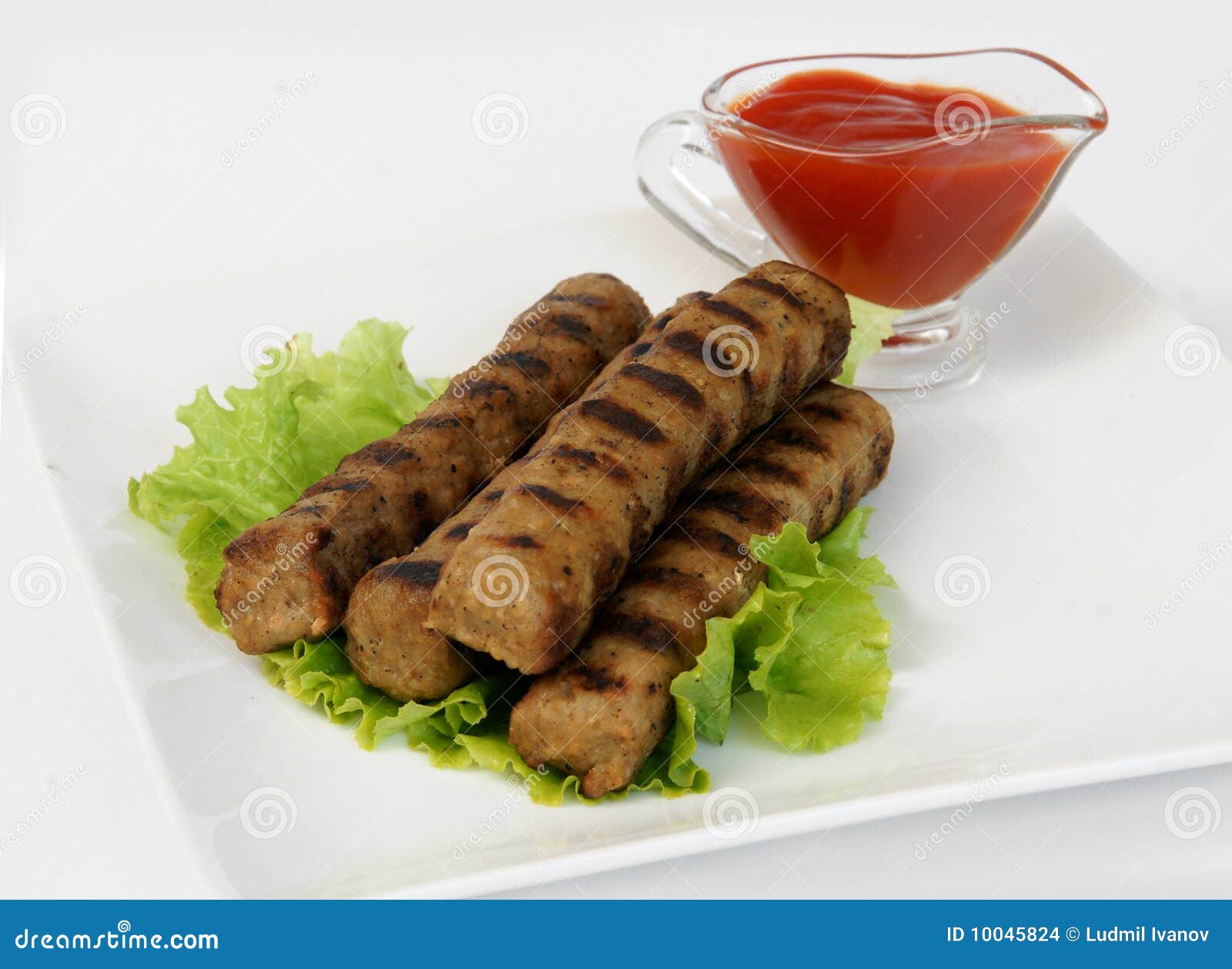 Kebapcheta and ketchup stock photo. Image of dukan, flames - 10045824