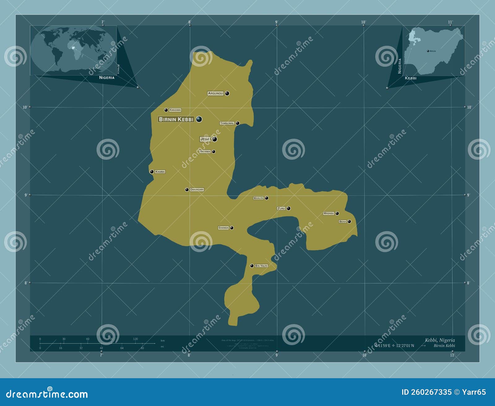 Kebbi, Nigeria. Solid. Labelled Points of Cities Stock Illustration ... Kebbi, Nigeria. Solid. Labelled Points of Cities Stock Illustration ...
