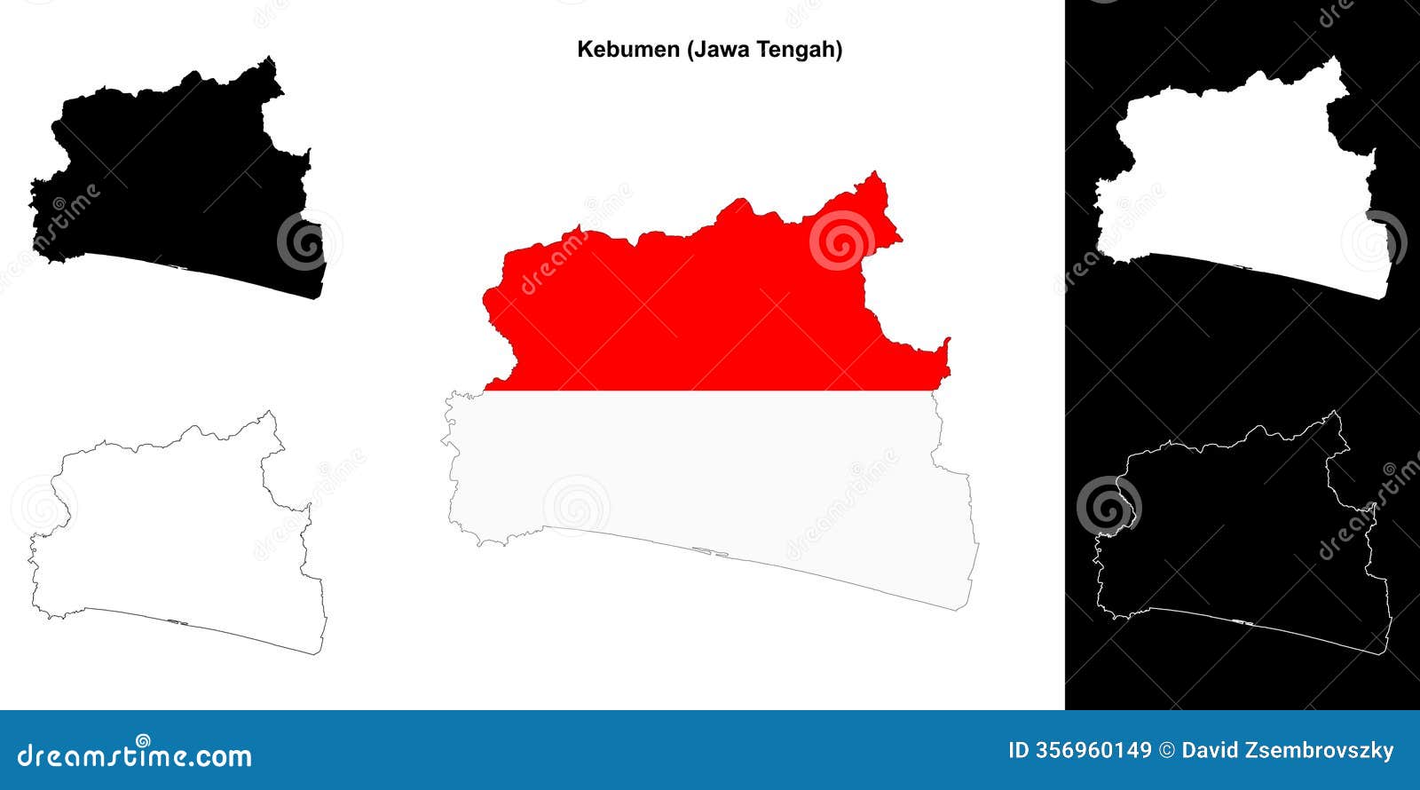 Kebumen outline map stock illustration. Illustration of region - 356960149