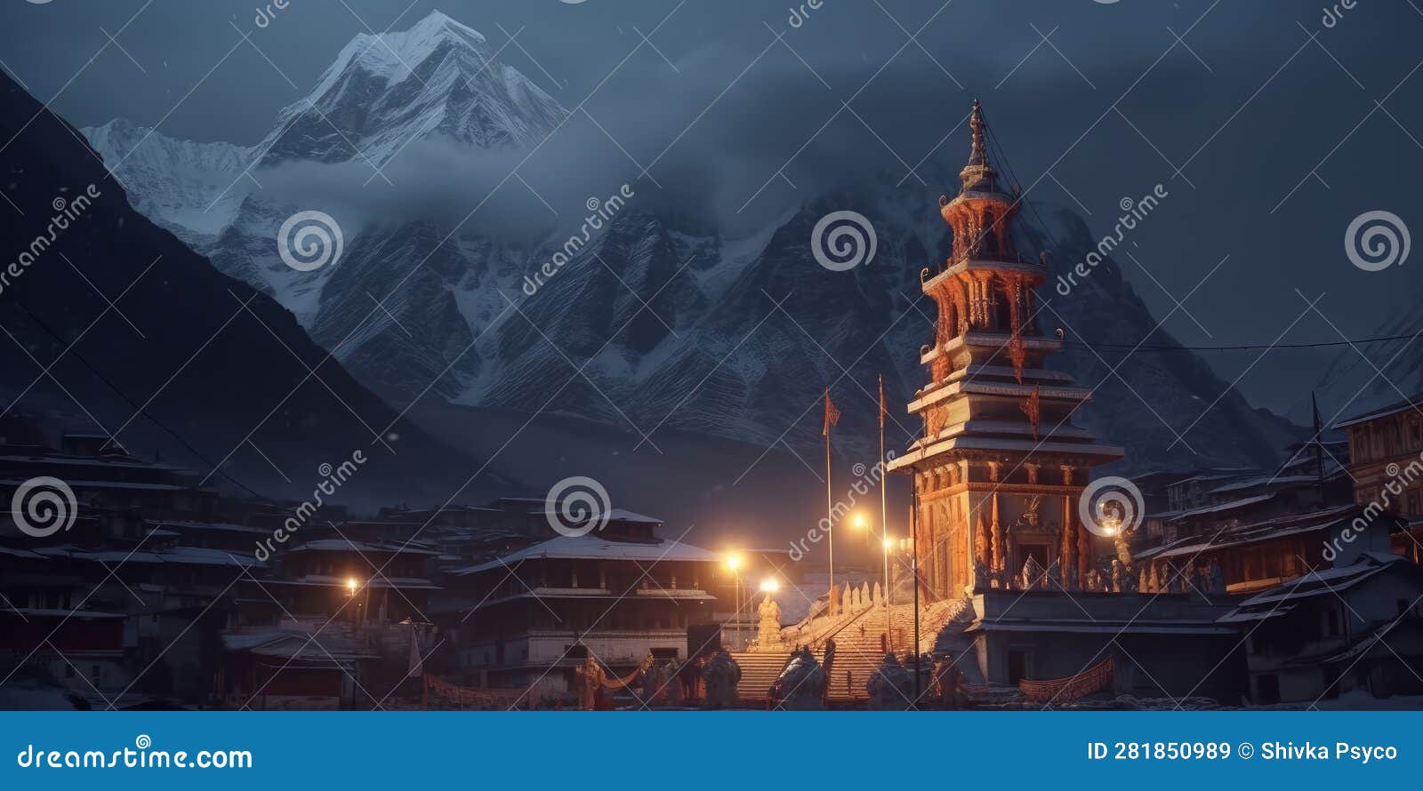 Kedarnath Hindu Architecture Shiv Mandir Stock Illustration ...
