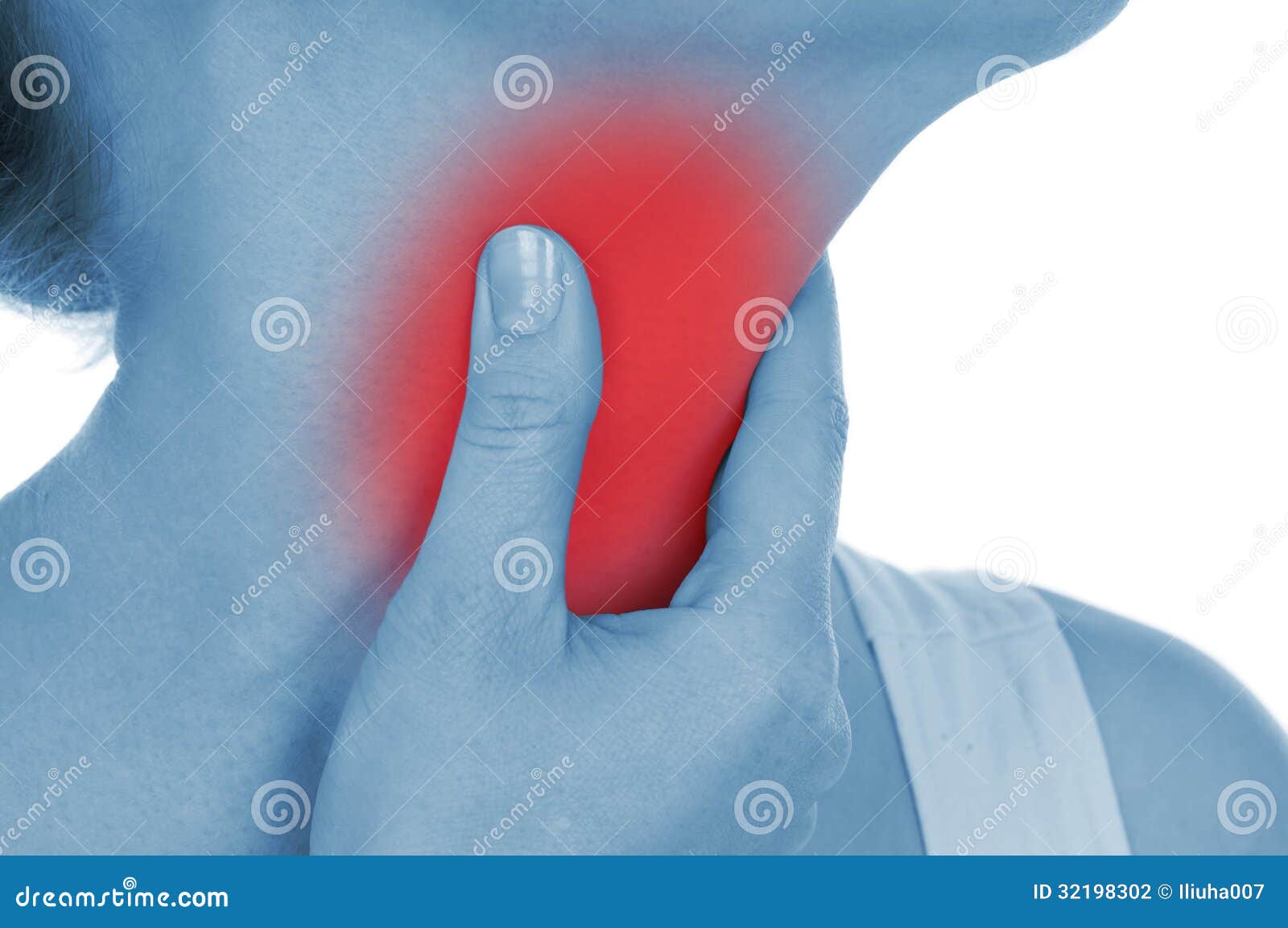 Keelpijn, De Getoond Rood, Houdt Overhandigd Stock Foto - Image of ...