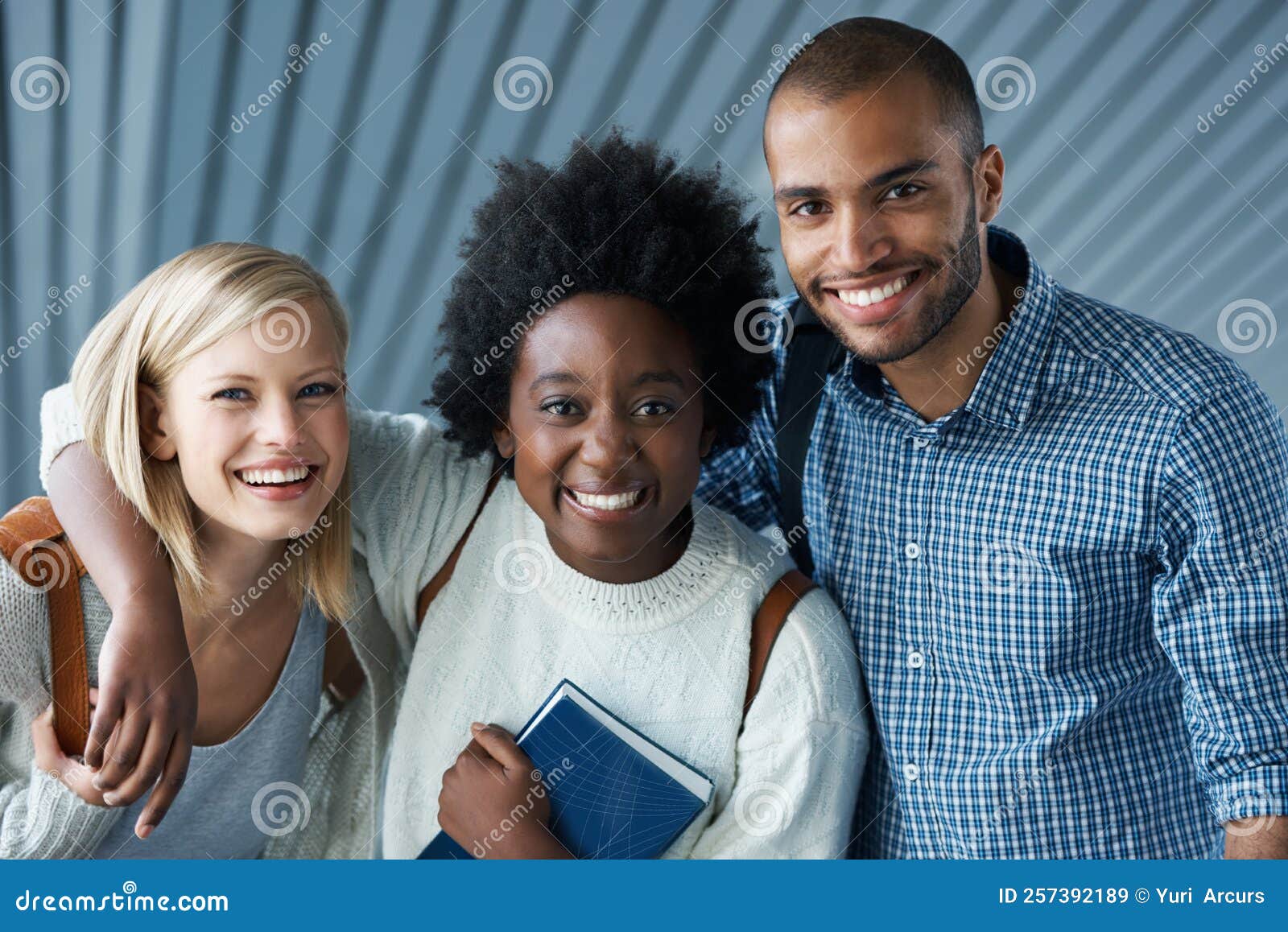 They are Keen To Learn. Portrait of Smiling University Students Arm in ...