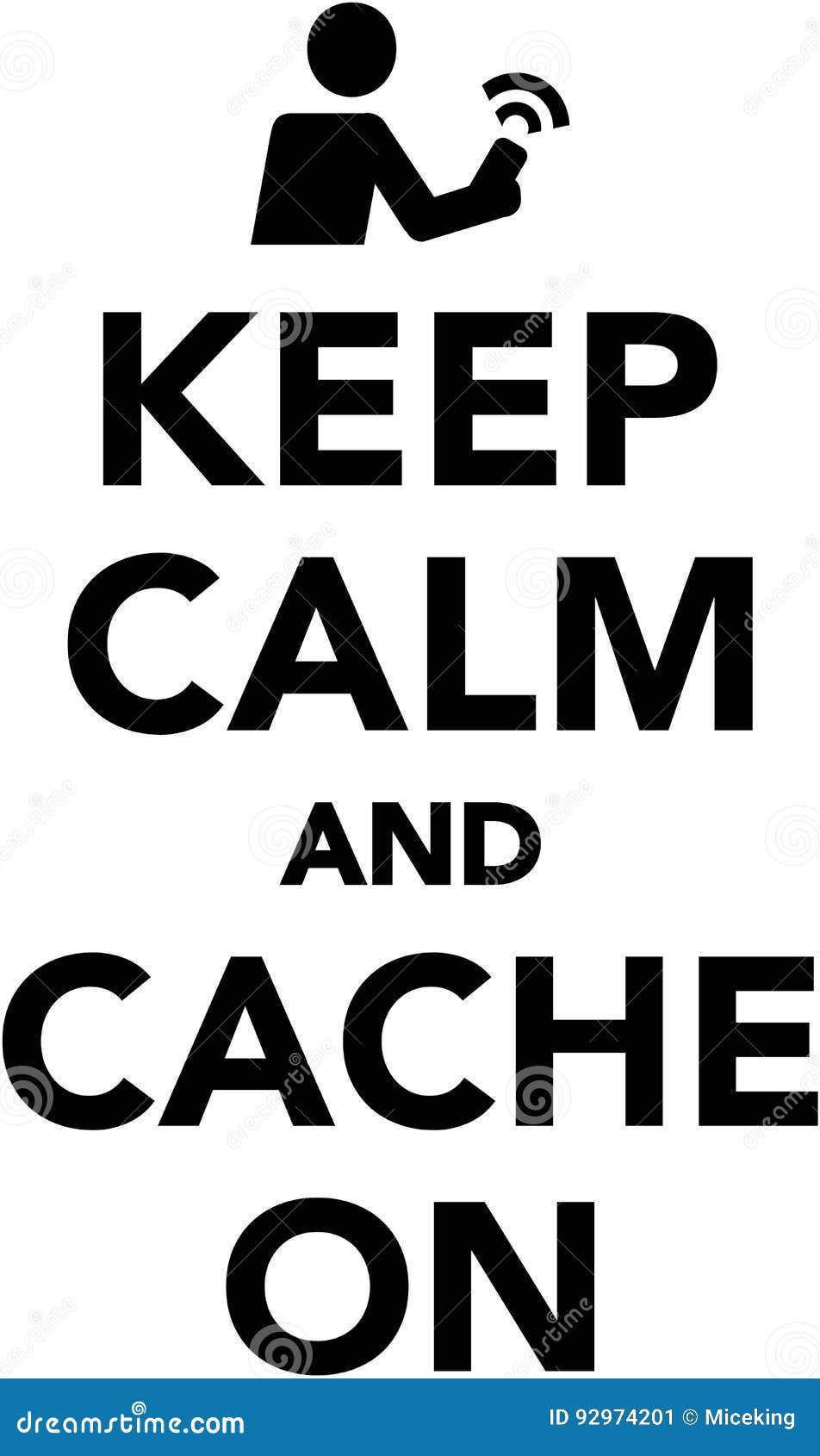 Keep calm and cache on stock vector. Illustration of hobby - 92974201