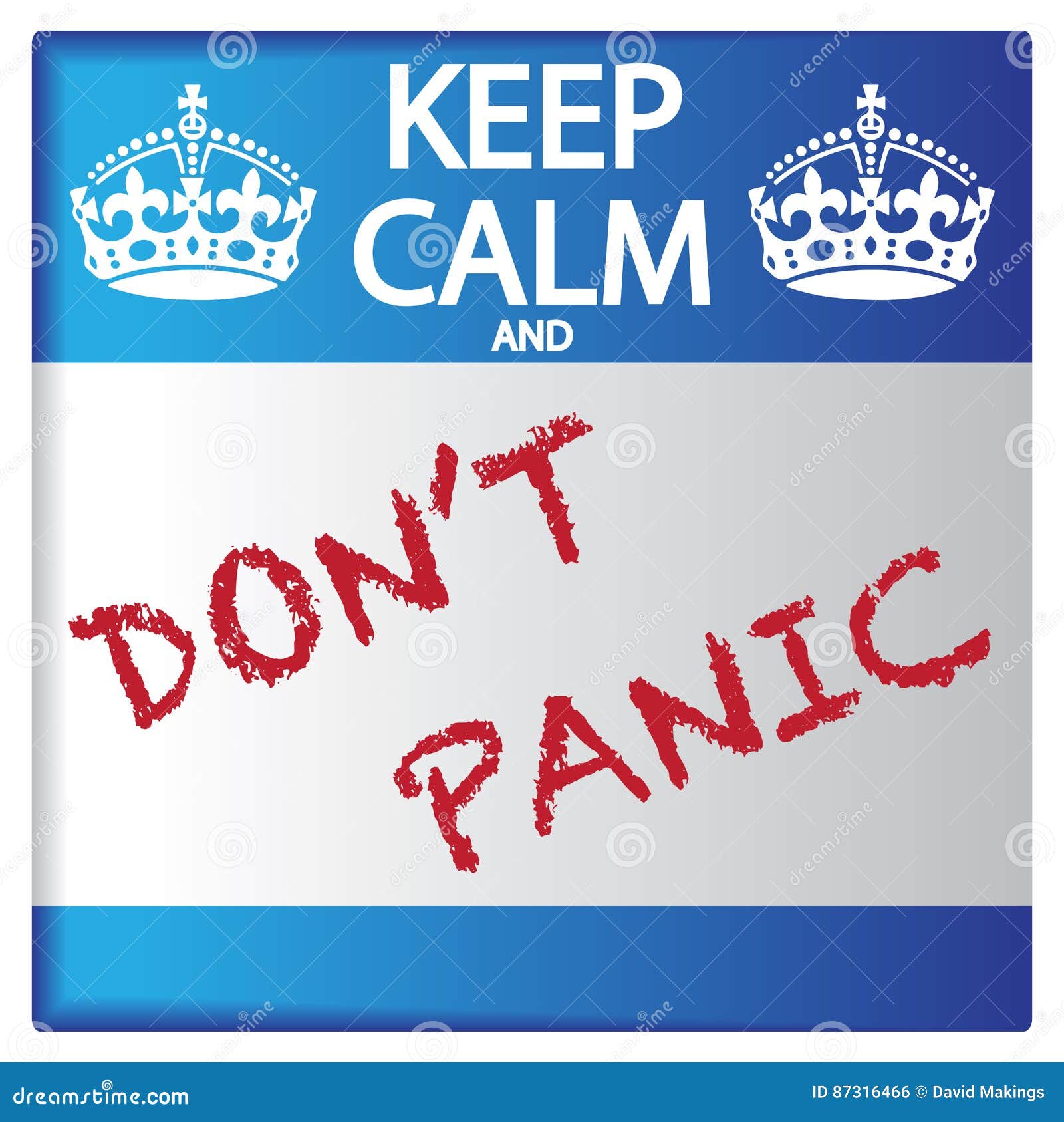 Keep Calm and Don`t Panic Sticker Stock Illustration - Illustration of ...