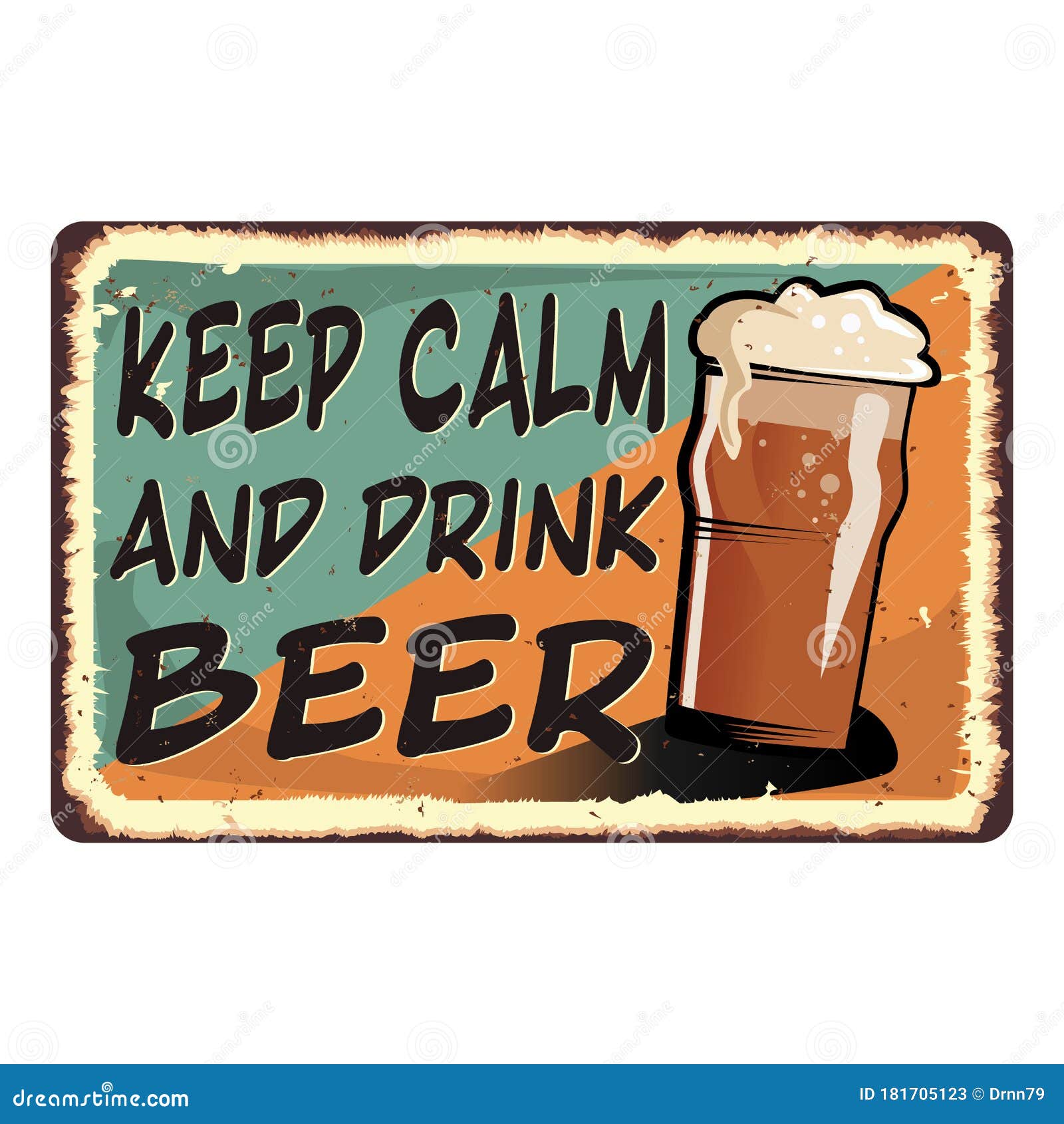 Keep Calm and Drink Beer Card Metal Sign Stock Vector - Illustration of ...
