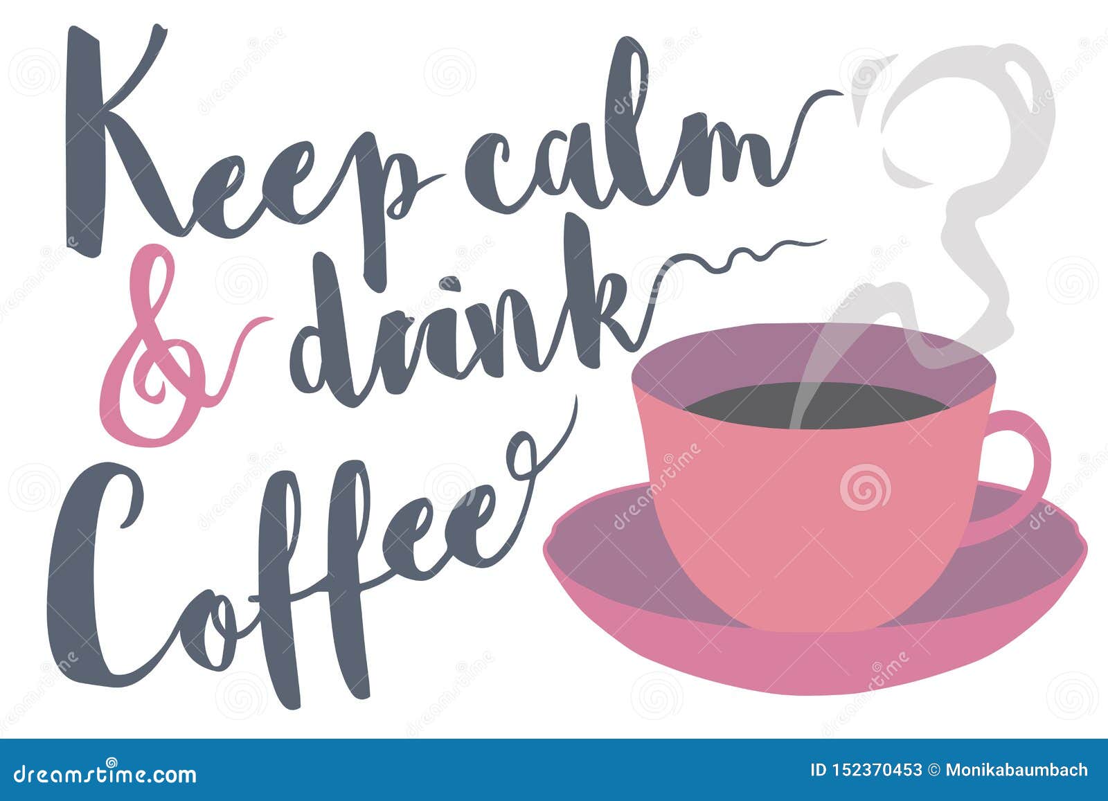Keep Calm and Drink Coffee Typography Saying with Steaming Coffee Mug ...