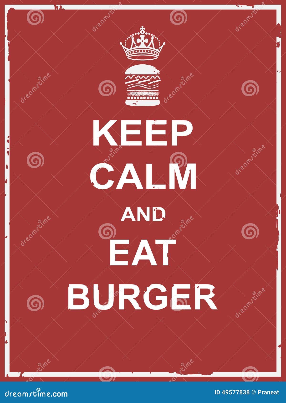 Keep calm and eat burger stock vector. Illustration of symbol - 49577838