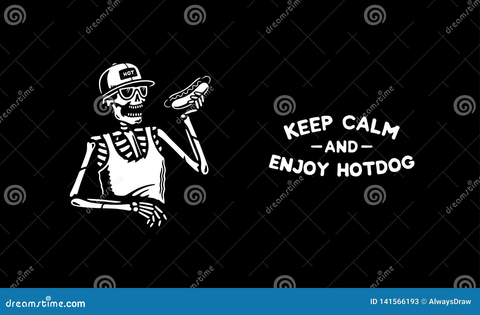 SKELETON EATING HOT DOG Cartoon Vector | CartoonDealer.com #141496607
