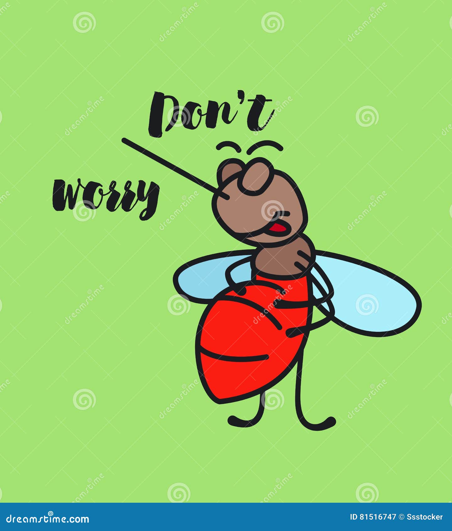 Keep Calm Funny Cartoon Mosquito Poster Stock Vector - Illustration of ...