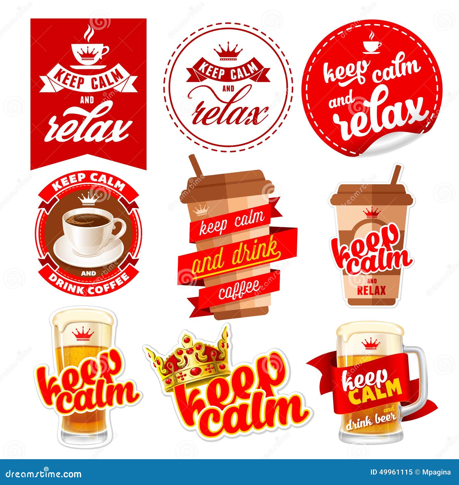 Keep calm icons set stock vector. Illustration of fresh - 49961115