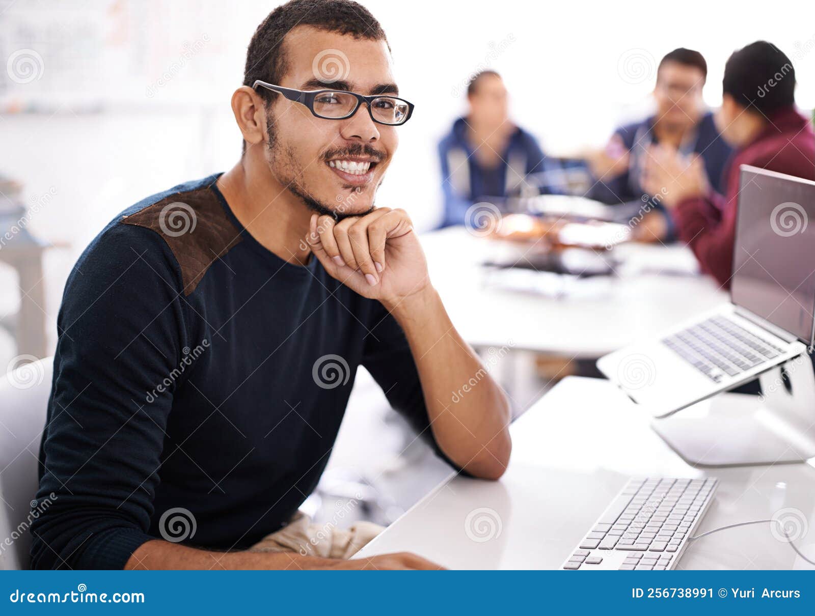 Keep Calm, Im a Coder. Portrait of a Happy Young Man Working at His ...