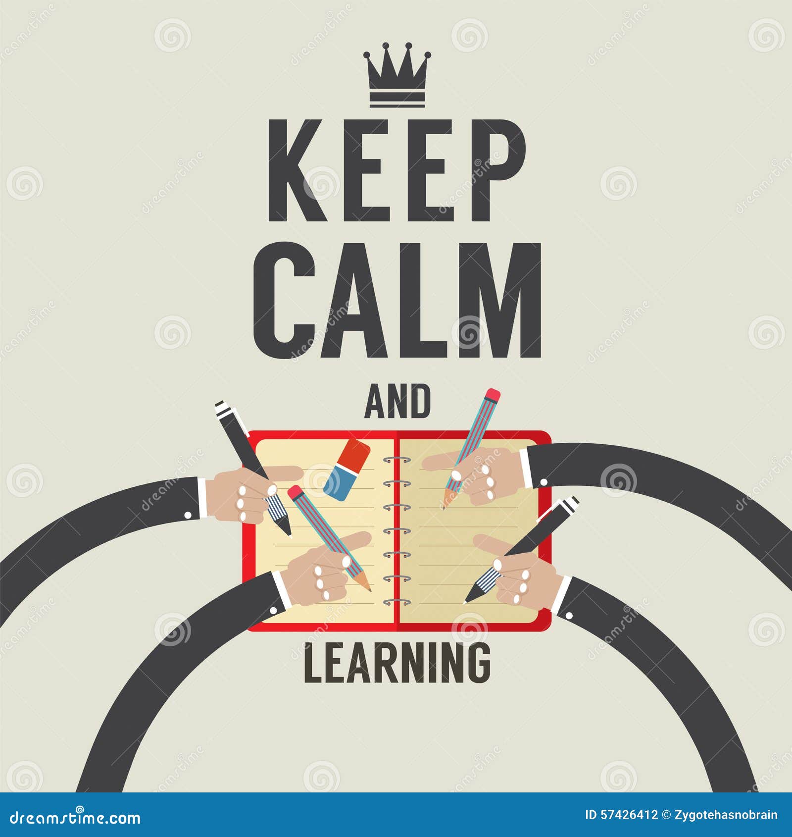 Keep Calm and Learning. stock vector. Illustration of study - 57426412