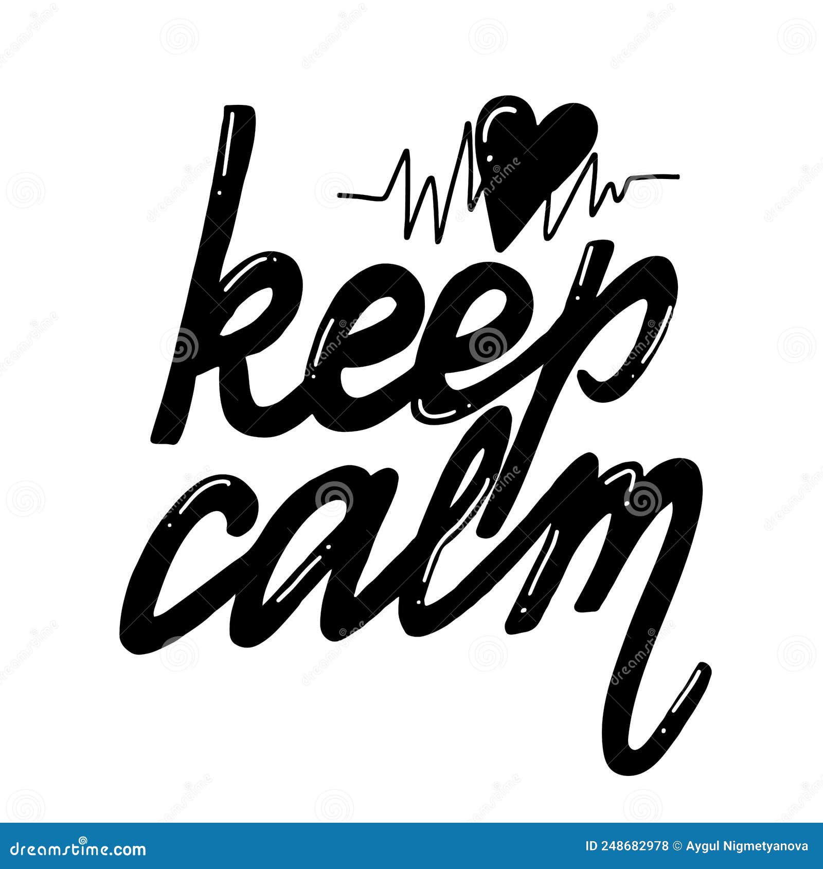 Keep Calm Lettering Phrase with Heart. Vector Illustration Isolated on ...
