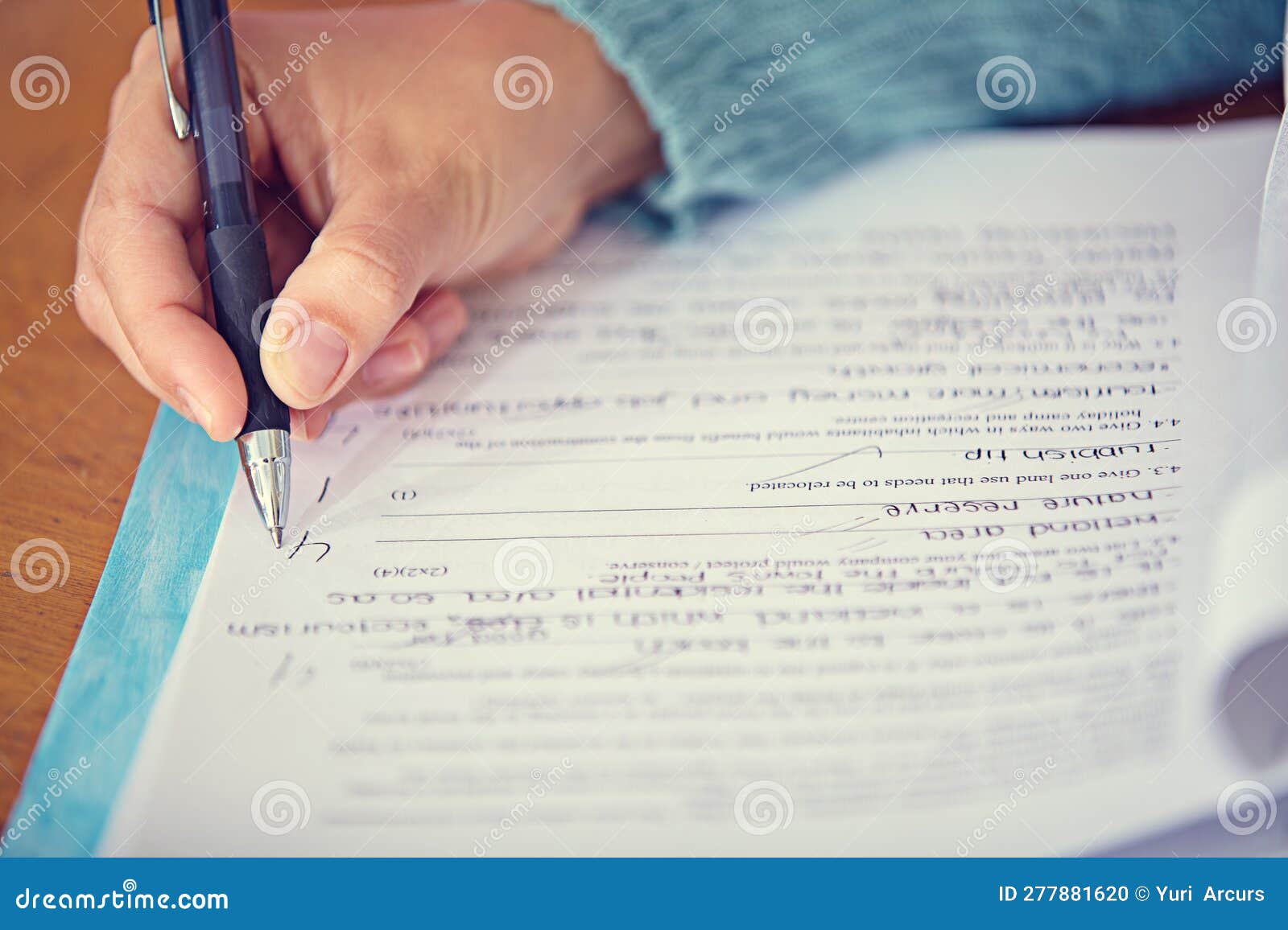 Keep Calm and Mark on. Closeup Shot of a Teacher Marking a Test. Stock ...