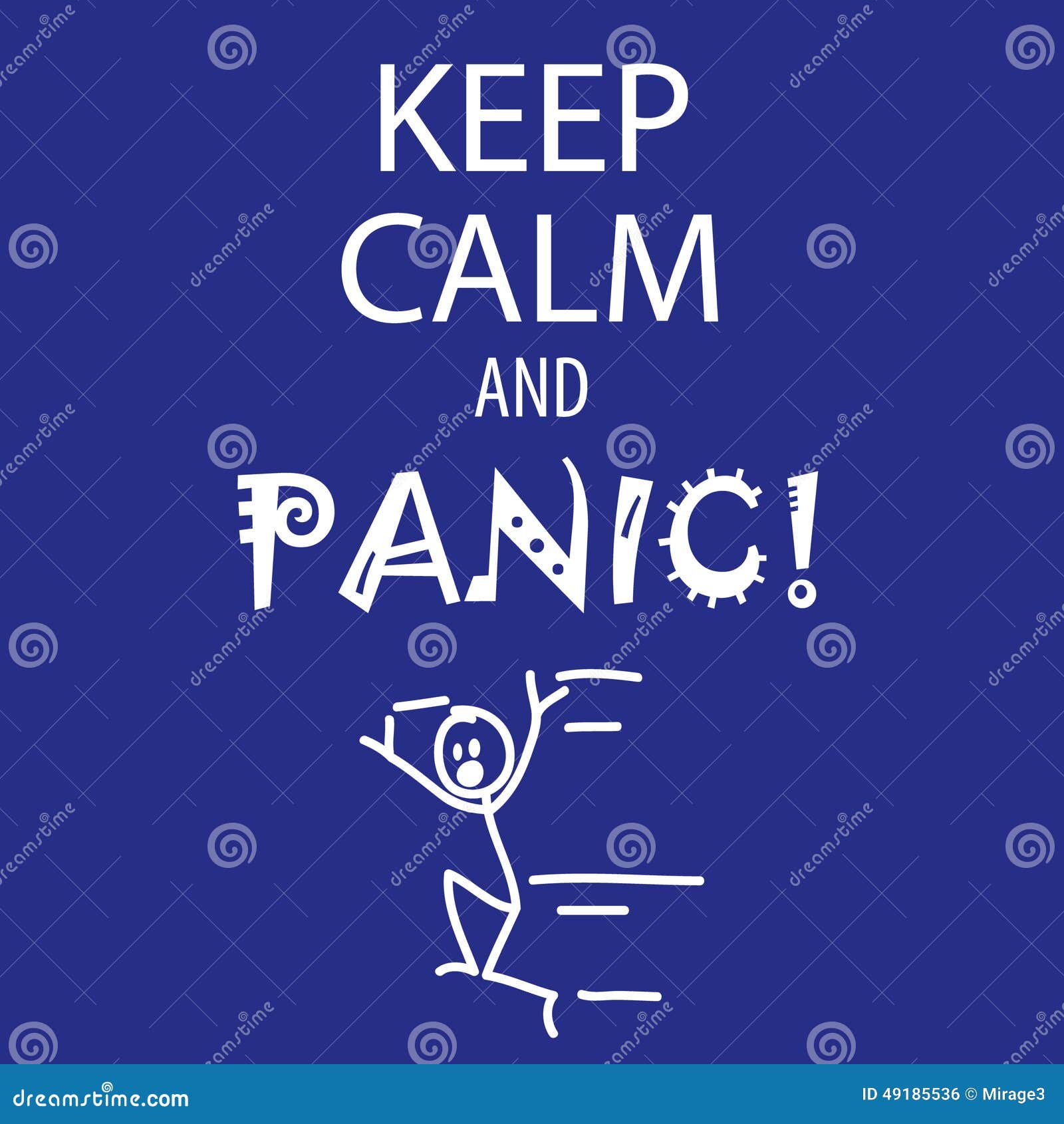 Keep calm and panic stock vector. Illustration of comic - 49185536