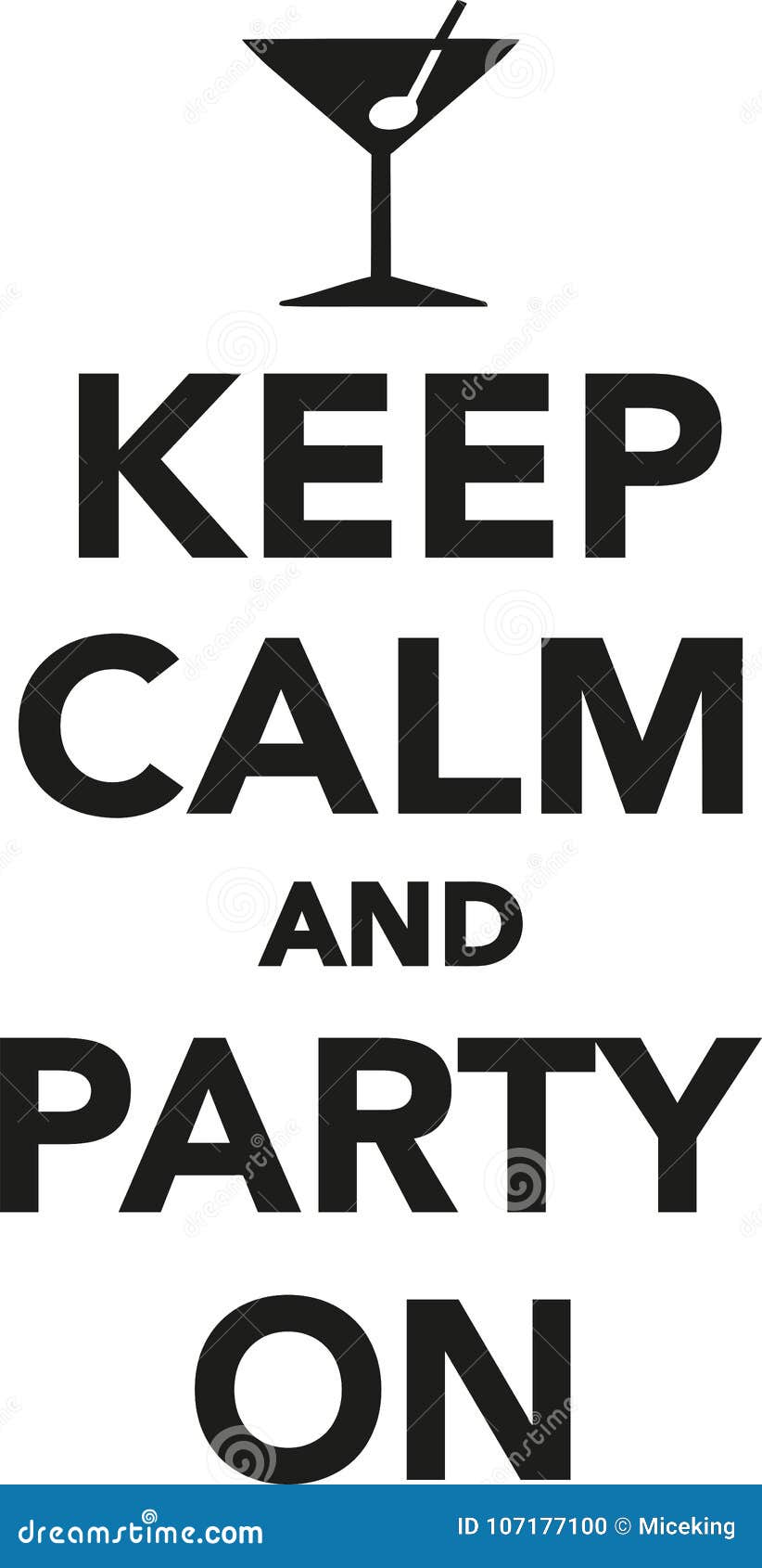 Keep calm and party on stock vector. Illustration of icon - 107177100
