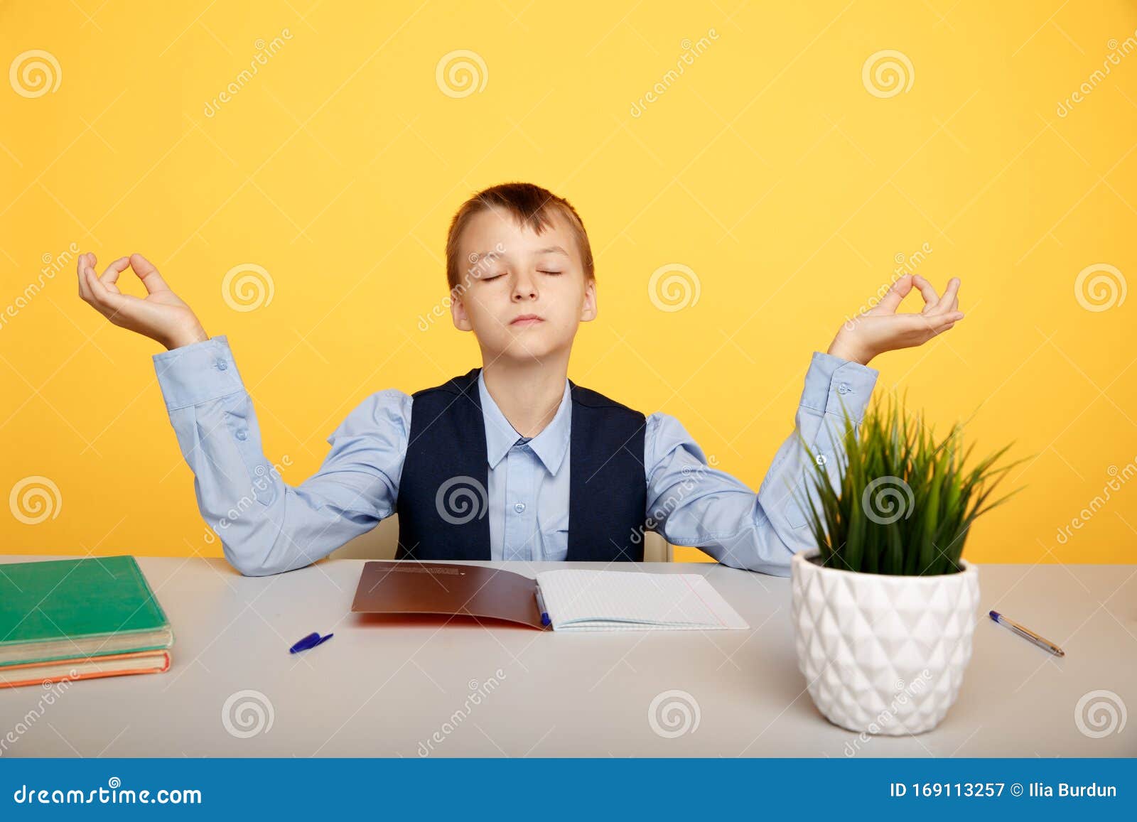Keep Calm Pupil in the Classroom Isolated. Stock Image - Image of task ...