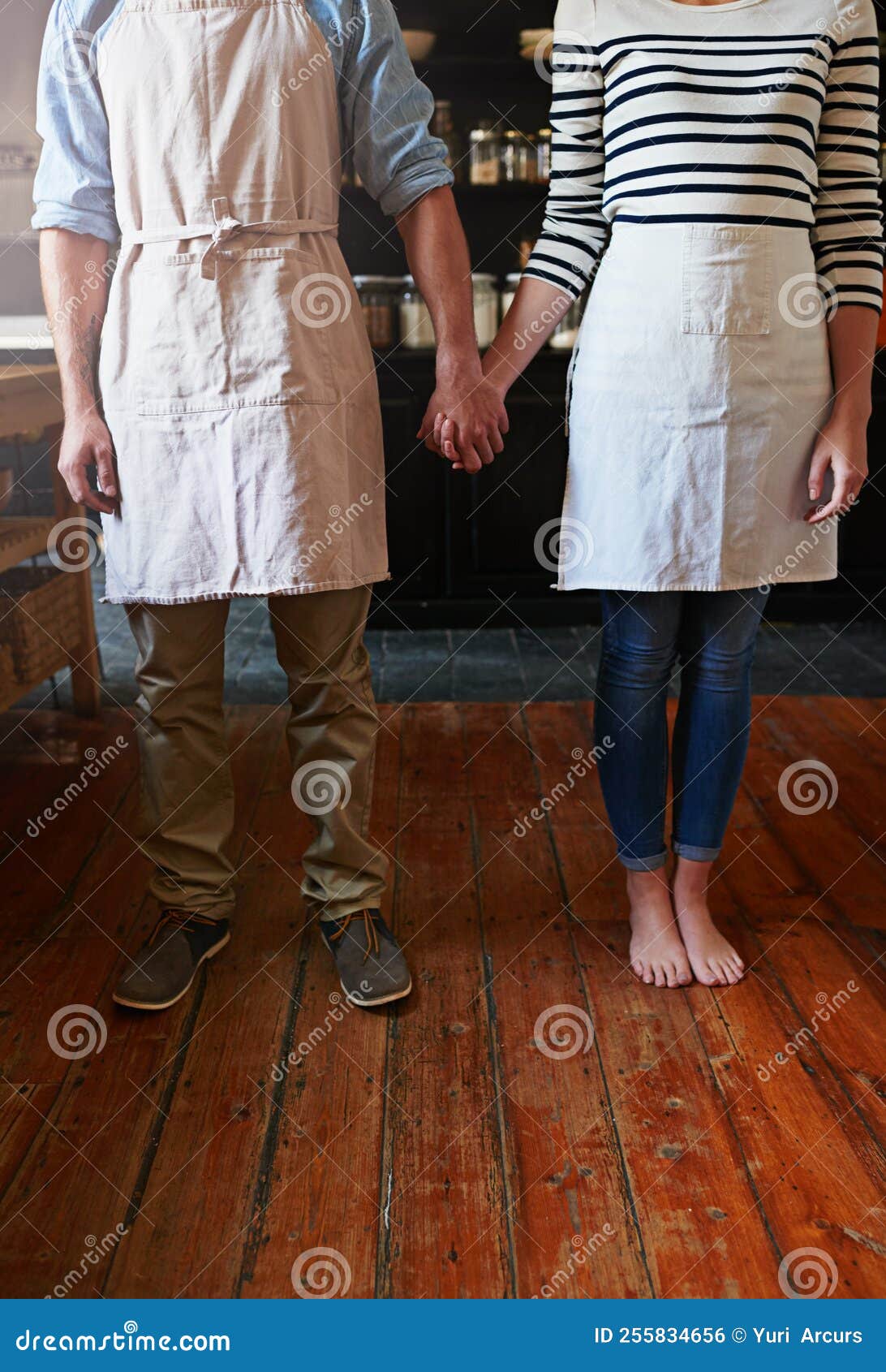 Keep Calm and Put Your Apron on. a Couple Wearing Aprons in the Kitchen ...