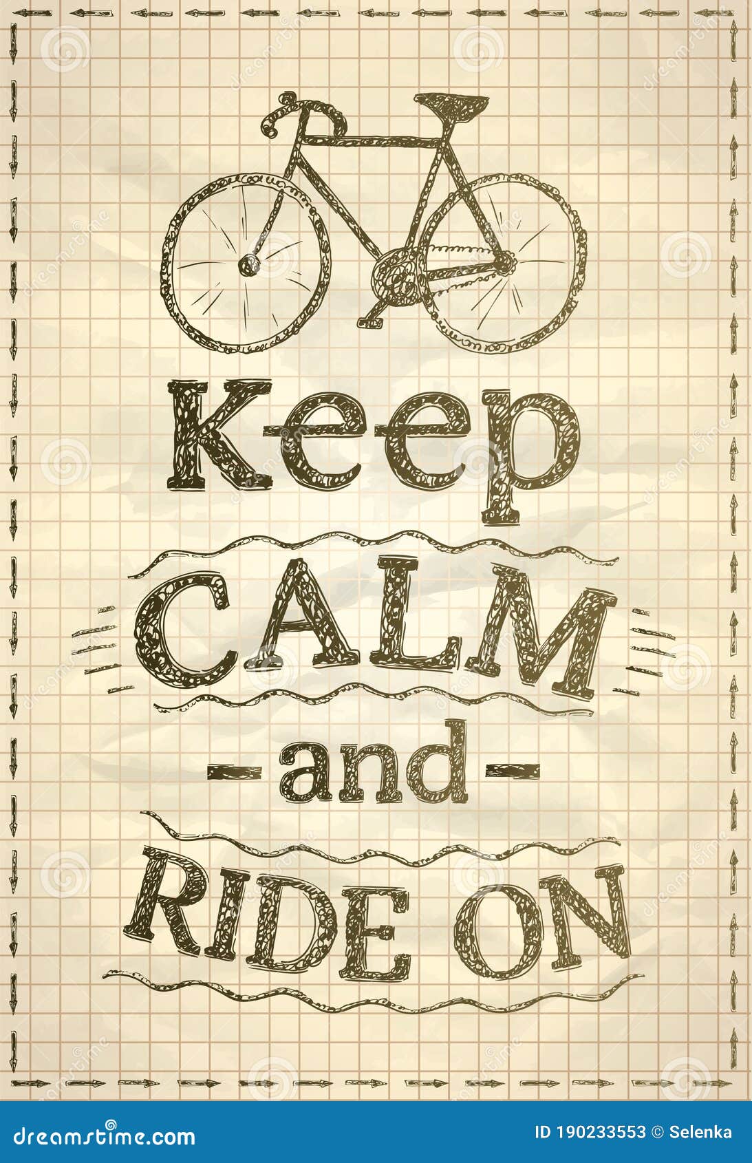 Keep Calm and Ride on - Motivational Quote Card with Chekered Paper on ...