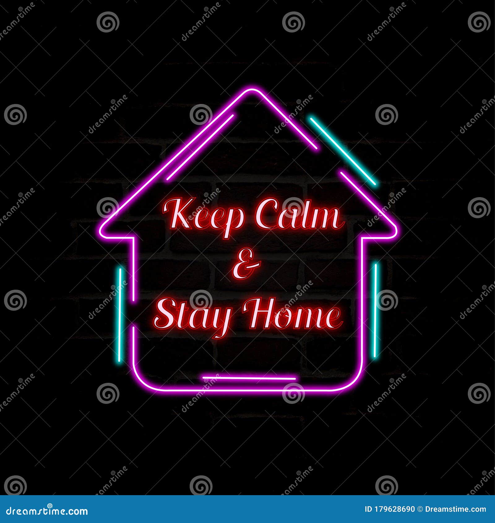 Keep Calm and Stay Home_Neon Text Effect Stock Vector - Illustration of ...