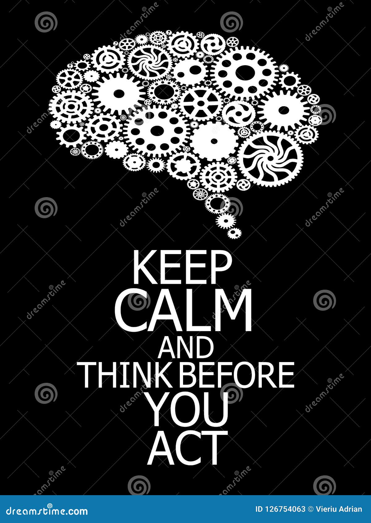 Keep Calm and Think before You Act Brain Build Out of Cogs Stock ...