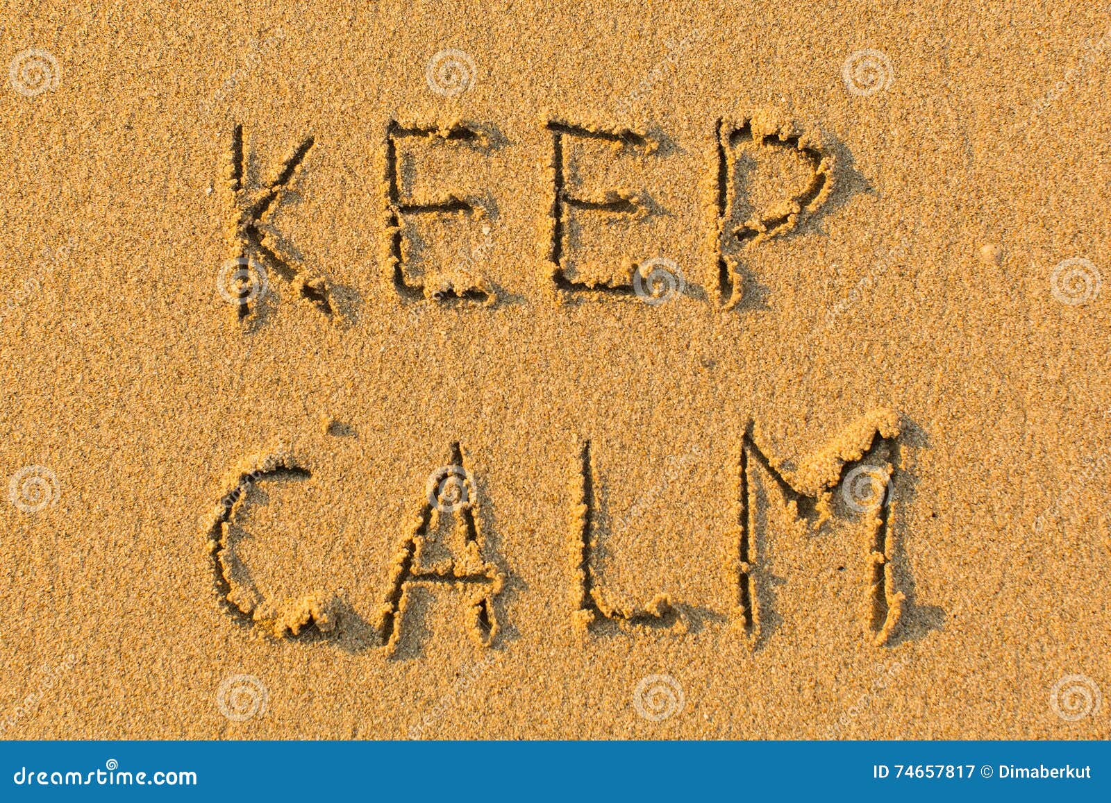 KEEP CALM - Words Hand-written on Sand Beach. Abstract. Stock Image ...