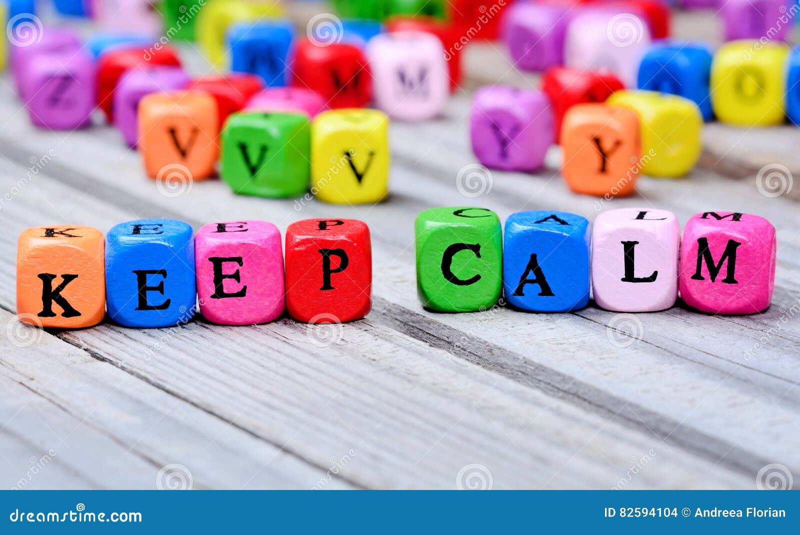 Keep calm words on table stock photo. Image of group - 82594104