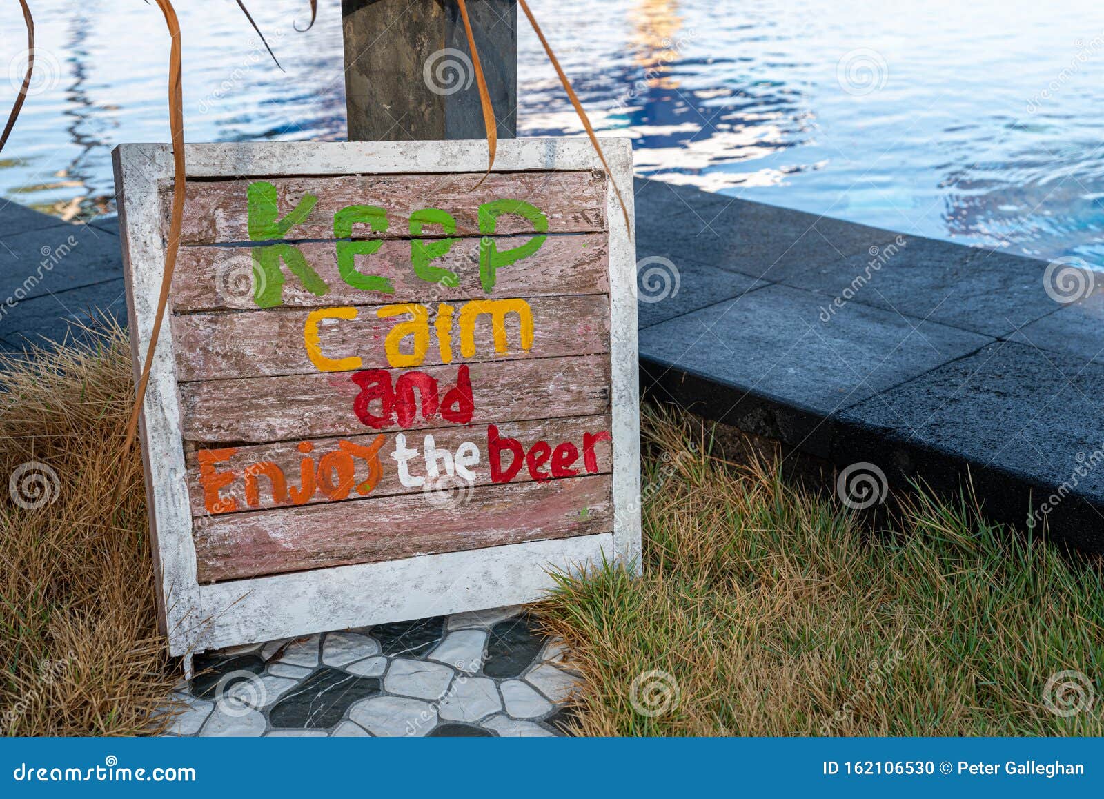 Keep Carm and Enjoy the Beer Sign Stock Photo - Image of freshness ...