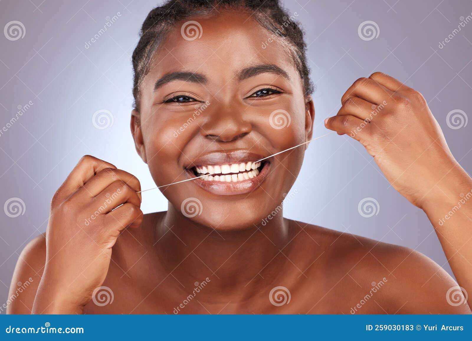 Keep it Clean and Flossed. a Young Woman Flossing Her Teeth while ...