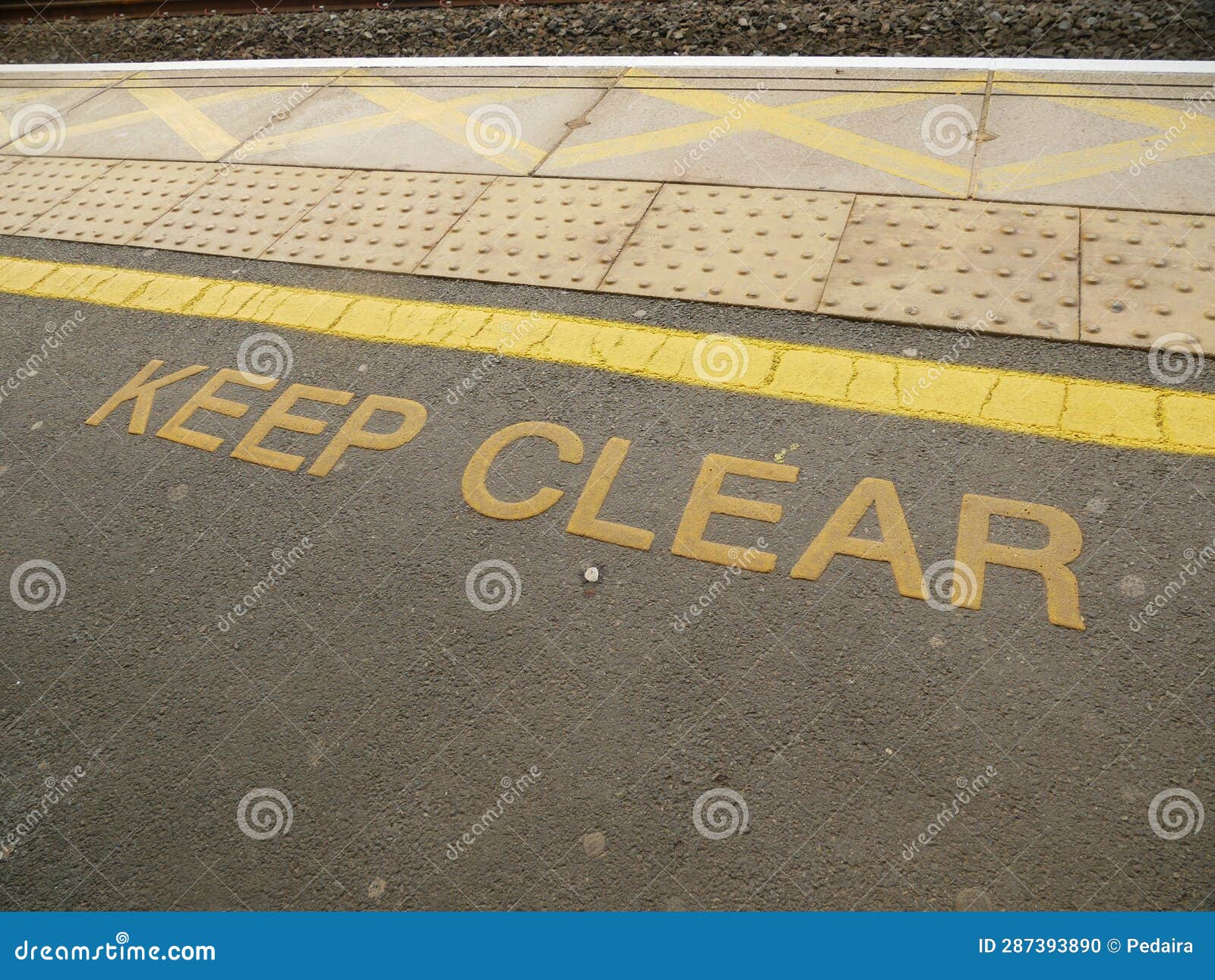 Keep Clear Markings at on a Railway Platform in the UK Stock Photo ...
