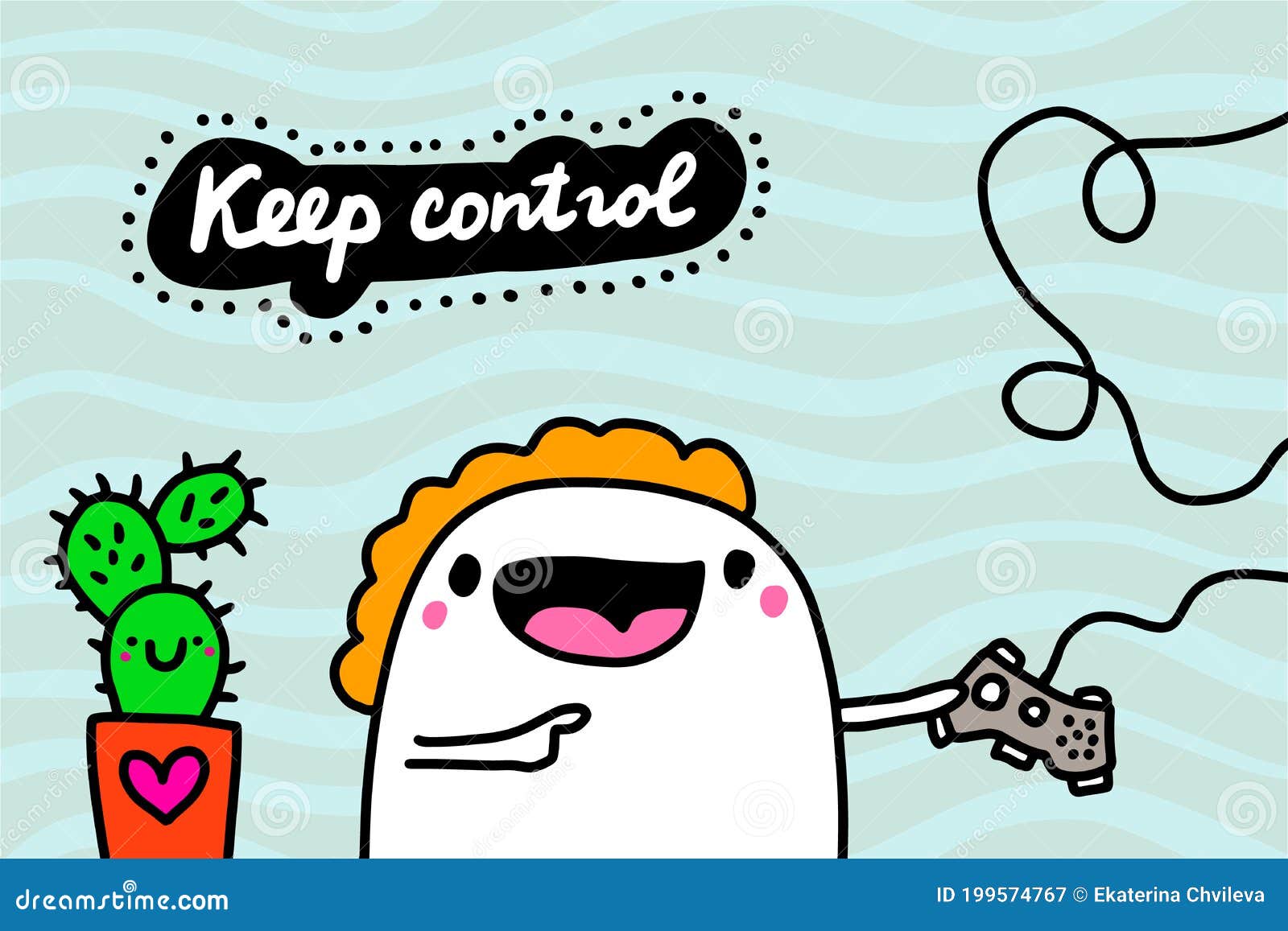 Keep Control Hand Drawn Vector Illustration in Cartoon Doodle Style Man ...