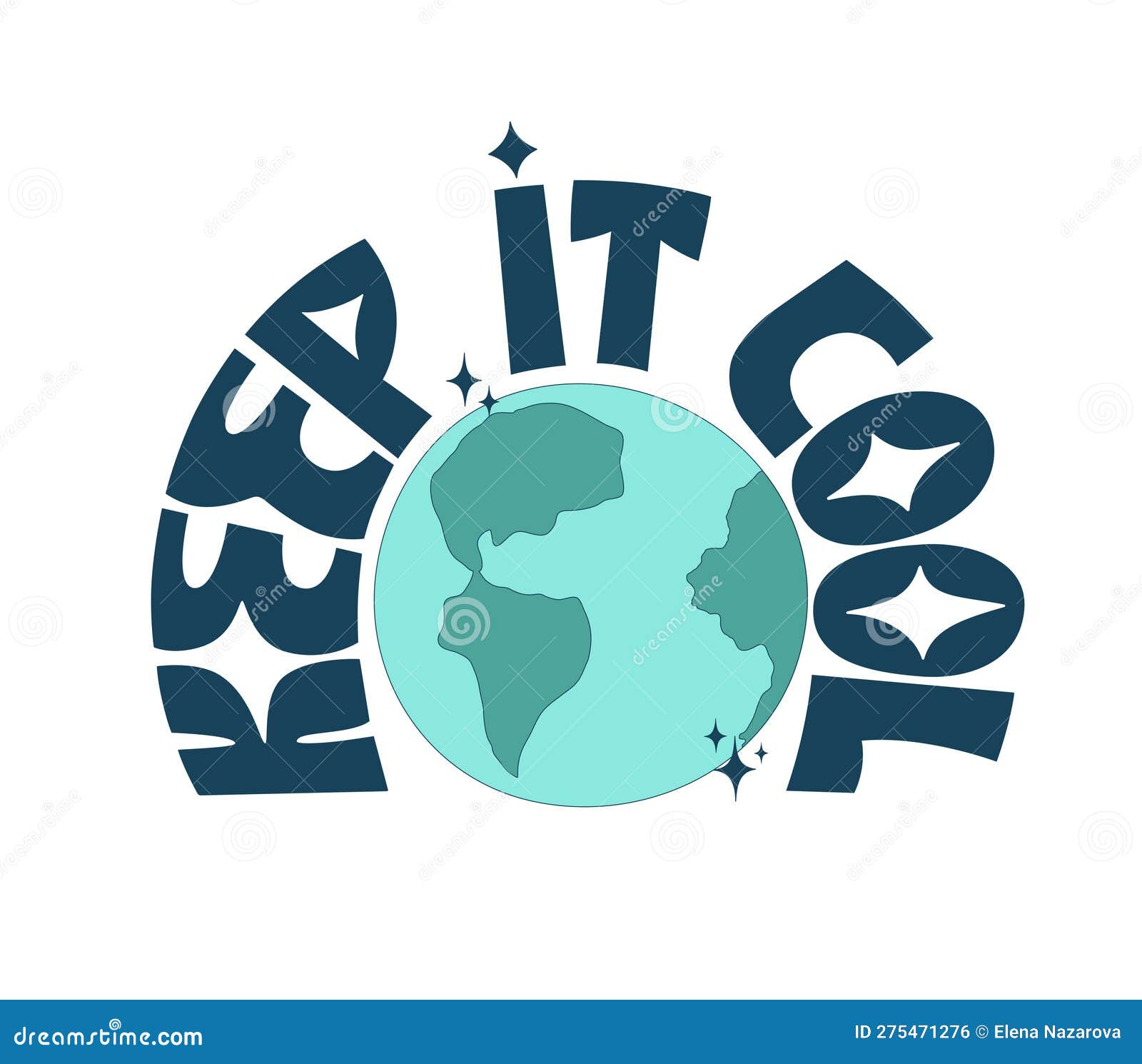 Keep it Cool Hand Lettering with Planet Vector Illustration. Earth Day ...