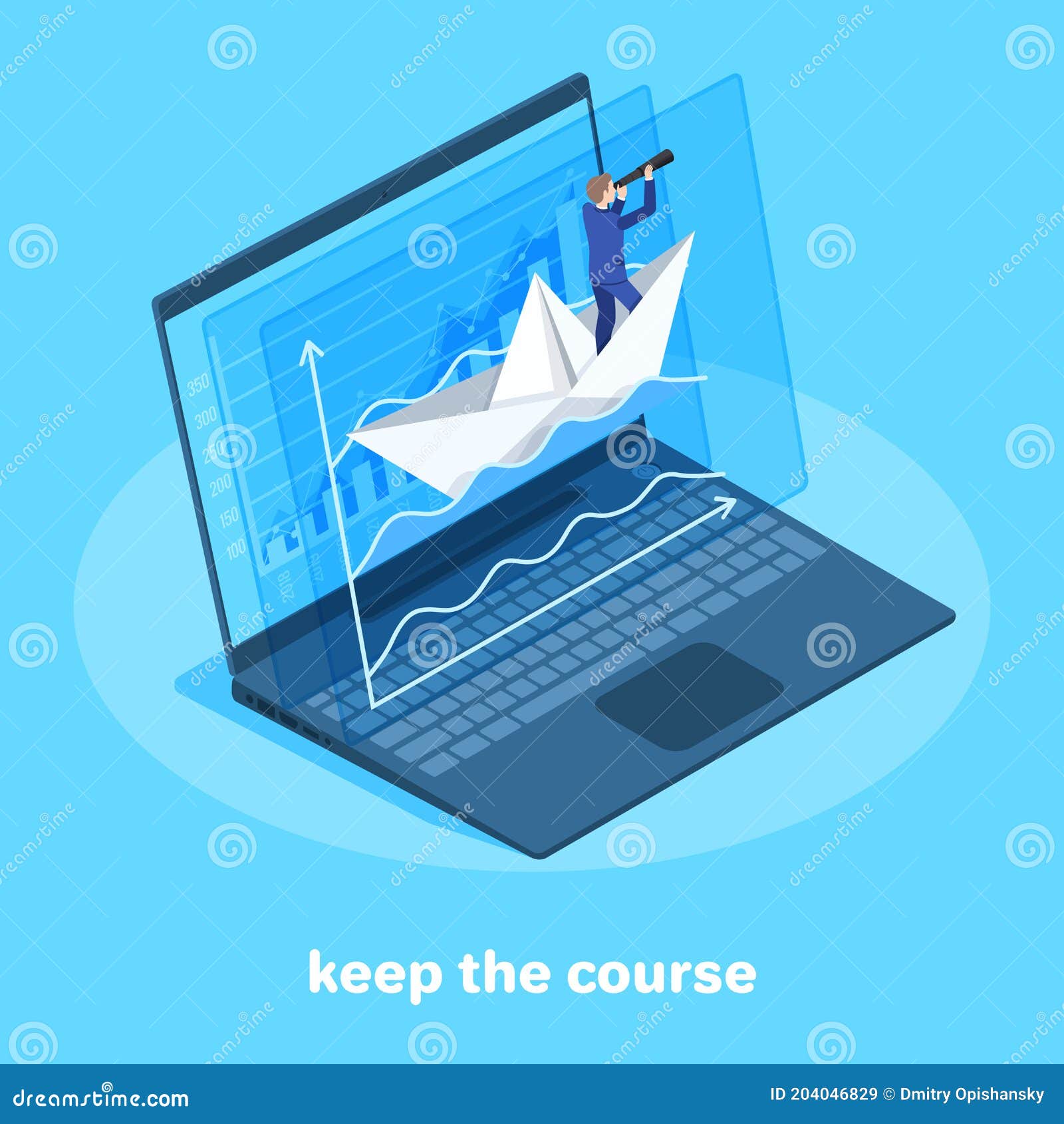 Keep the course stock vector. Illustration of ship, success - 204046829