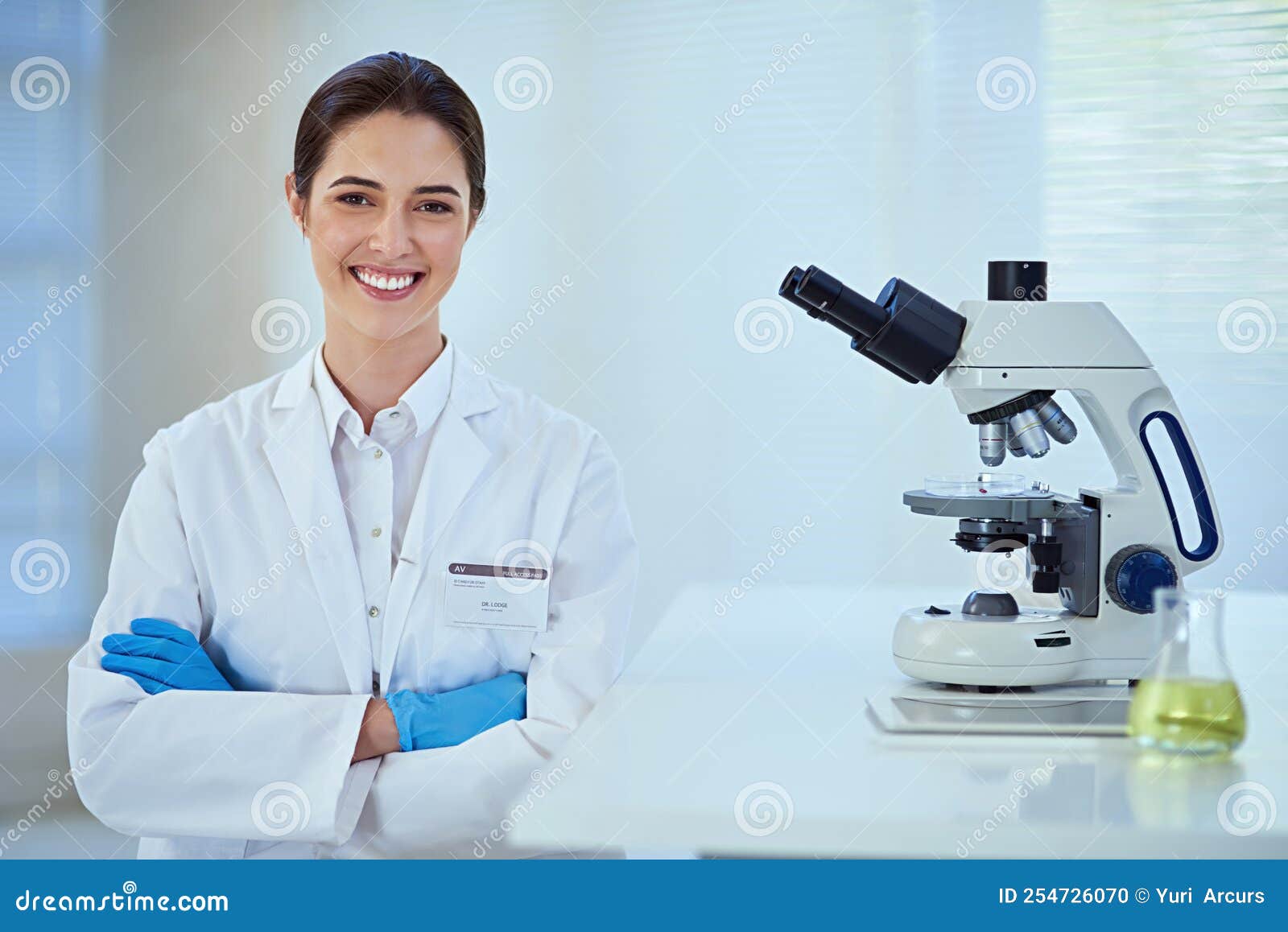 Keep on Discovering. a Female Scientist Working Alone in the Lab. Stock ...