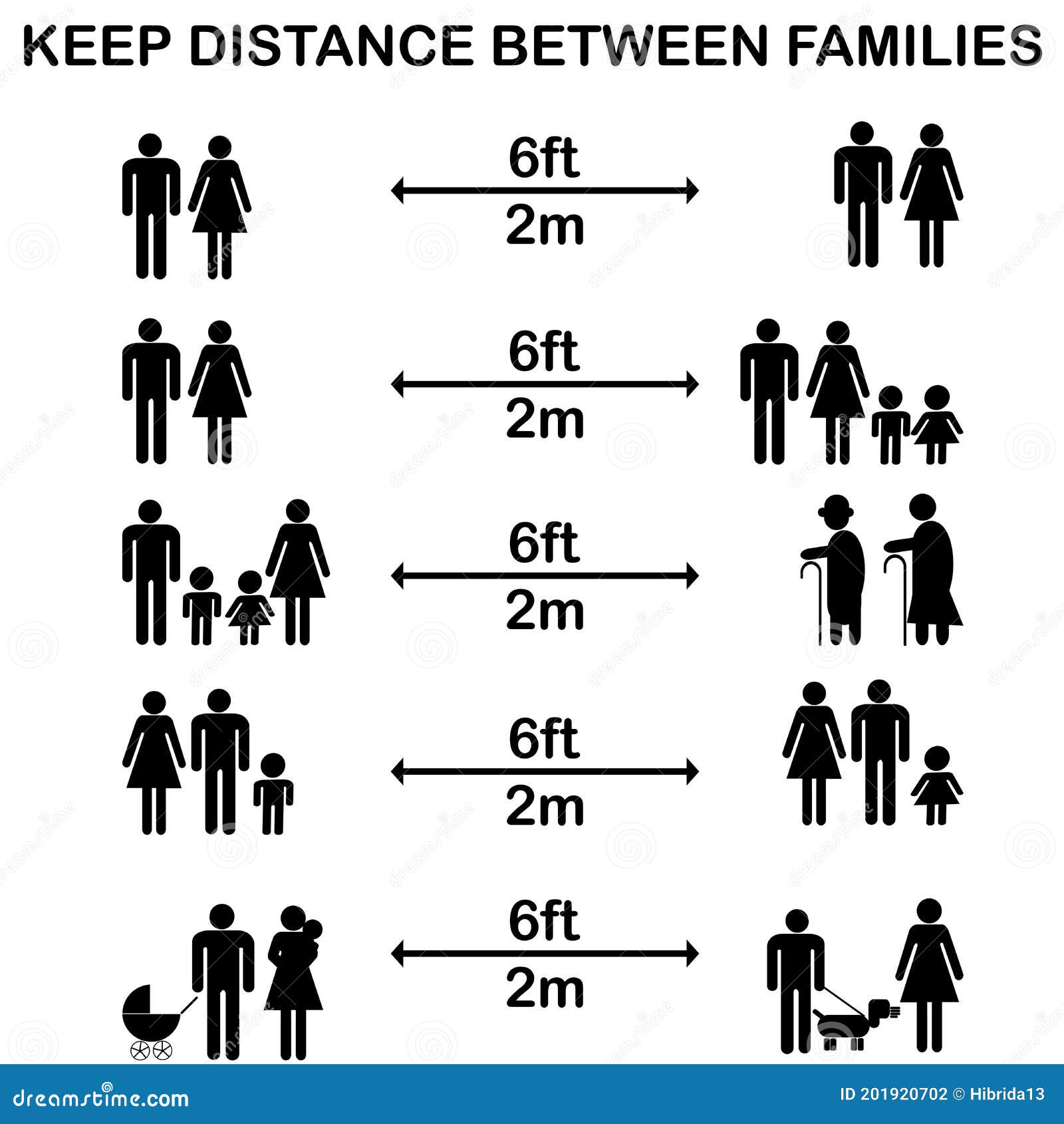 Keep Distance between Families Concept Stock Vector - Illustration of ...