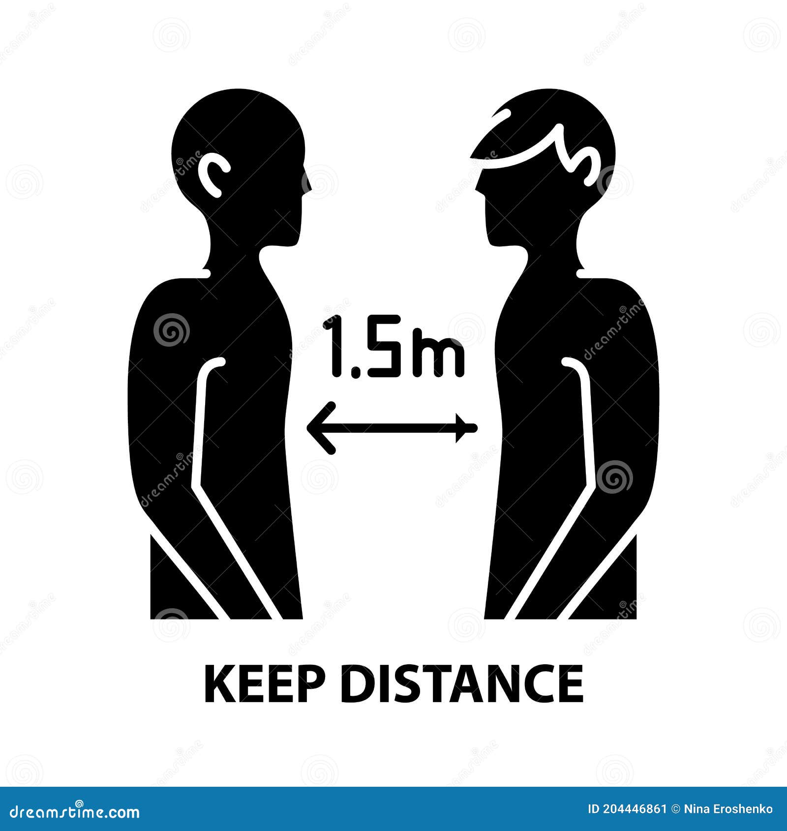 Keep Distance Icon, Black Vector Sign with Editable Strokes, Concept ...