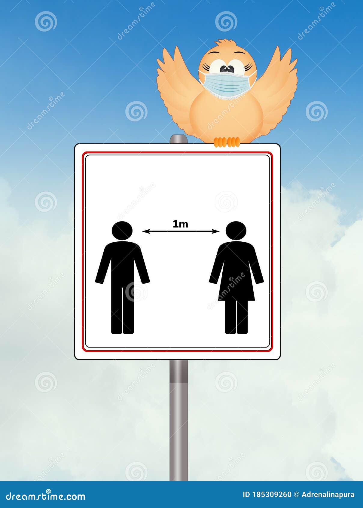 Keep a Distance of One Meter To Prevent Covid-19 Stock Illustration ...