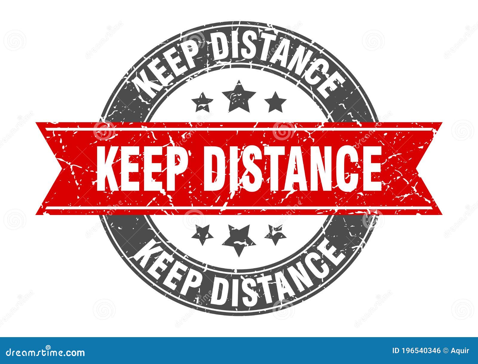 Keep Distance Round Stamp with Ribbon. Label Sign Stock Vector ...