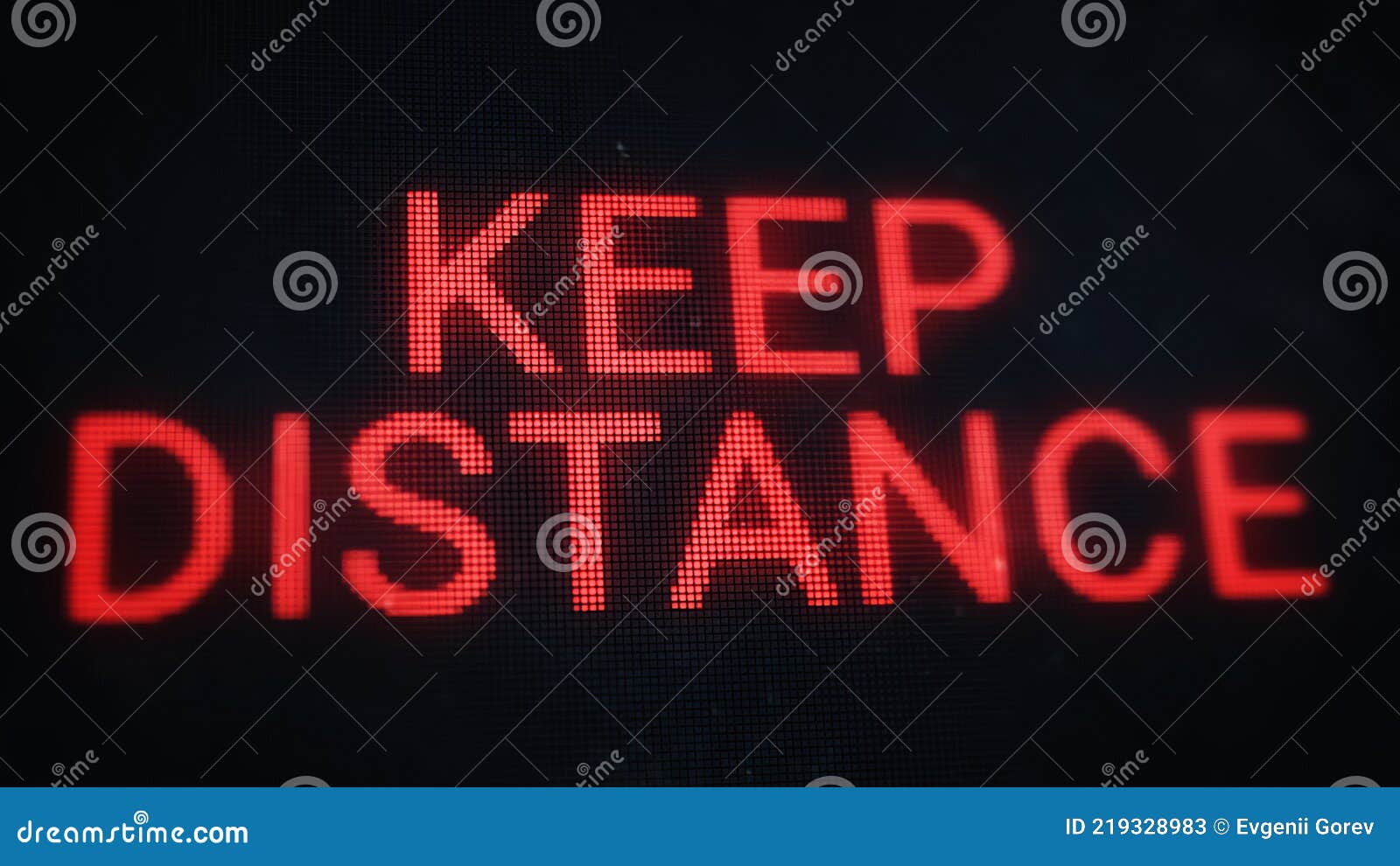 Keep Distance Warning Banner. Red Pixel Text on Old Dusty Screen Stock ...