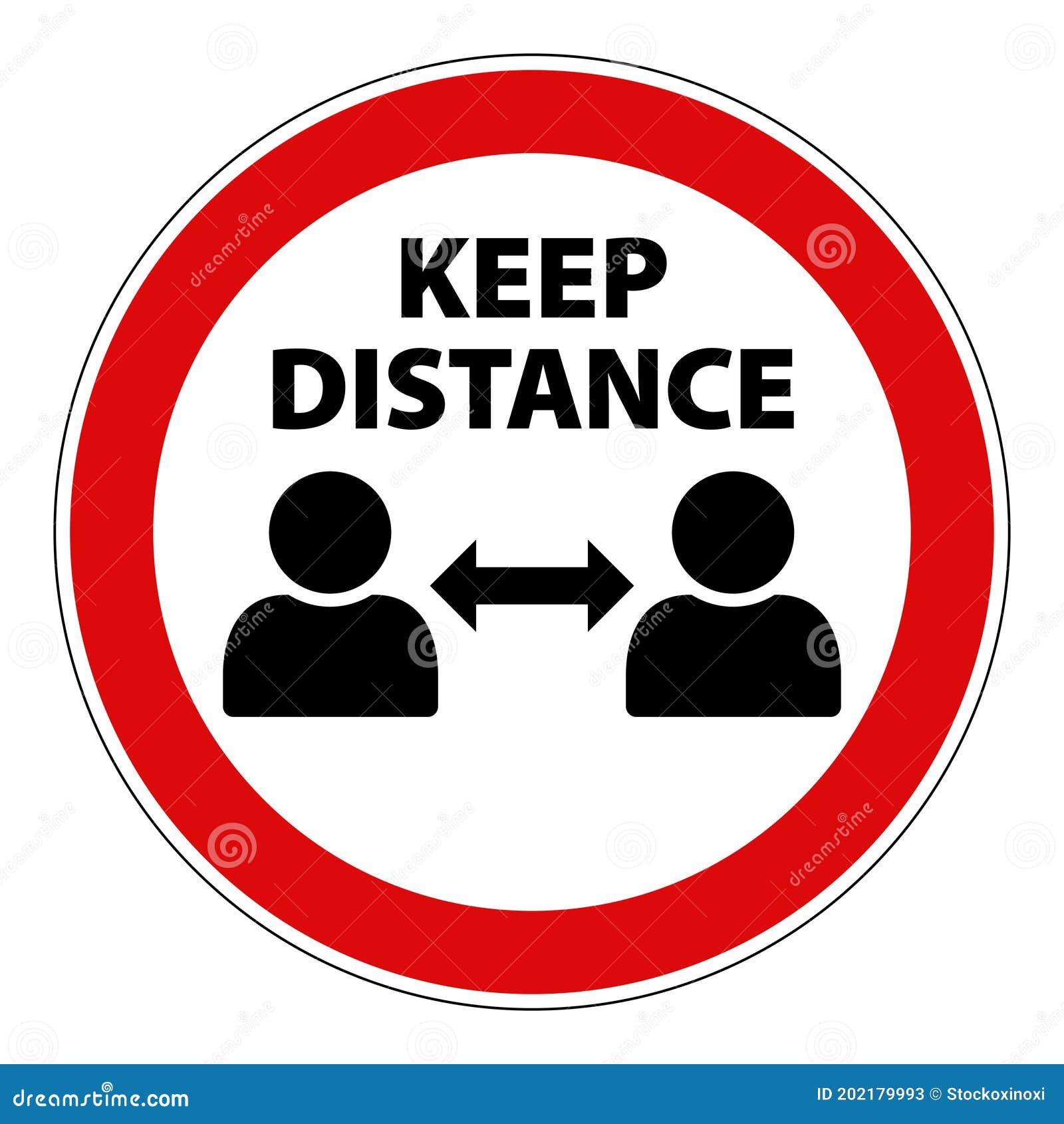 Keep Distance Warning Sign Red Frame Stock Vector - Illustration of ...
