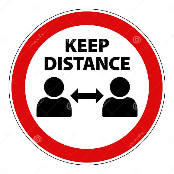 Keep Distance Warning Sign Red Frame Stock Vector - Illustration of ...