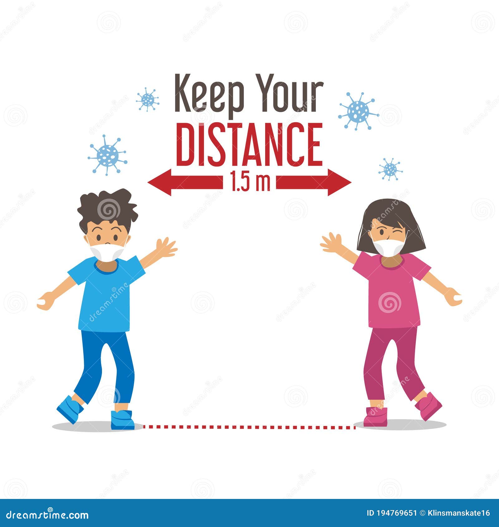 Keep Distancing To Avoid Coronavirus with Illustration Kids Design ...