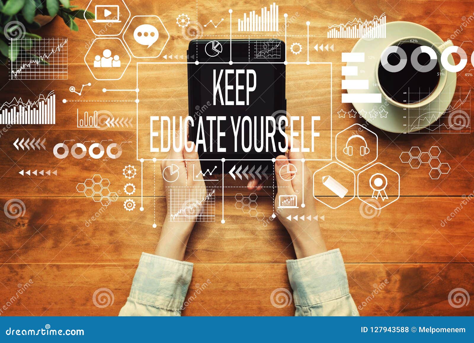 Keep Educate Yourself with a Person Holding a Tablet Stock Photo ...