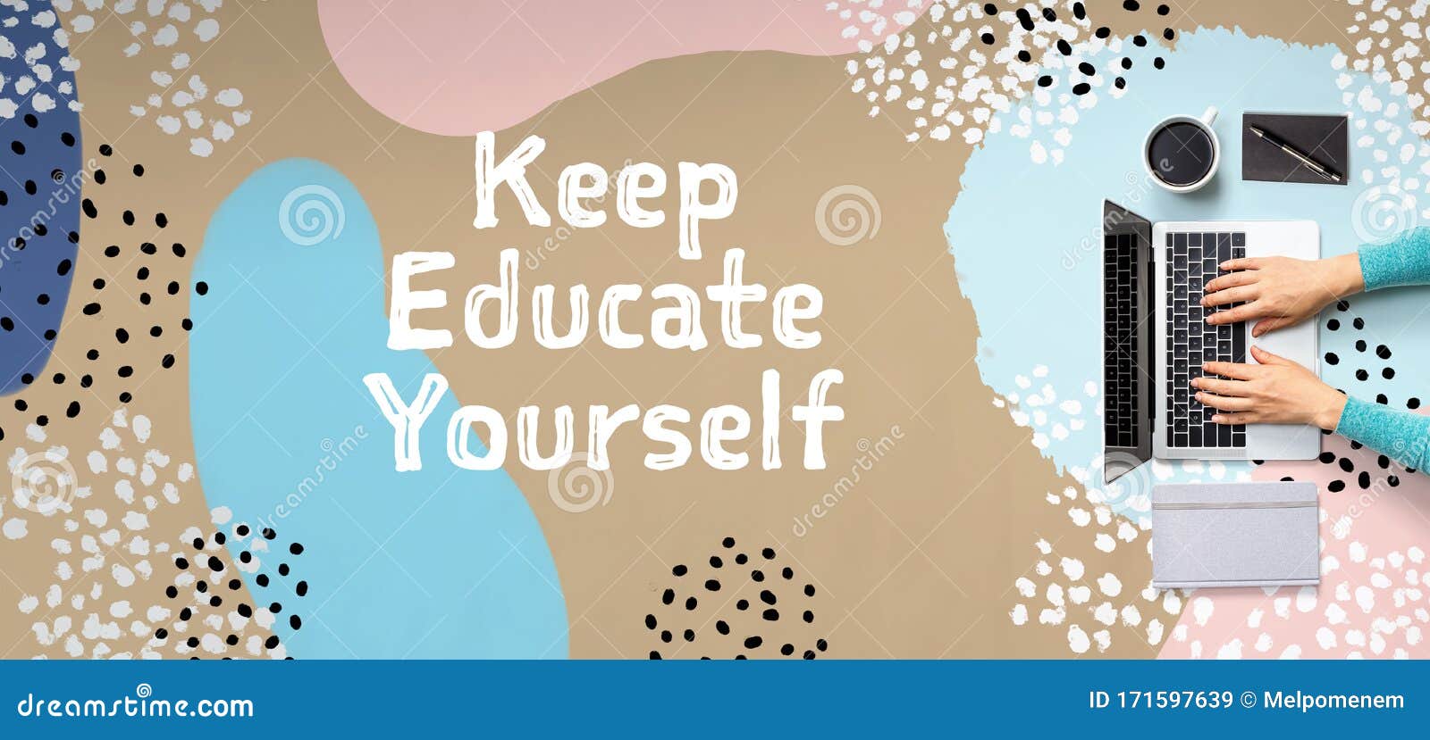 Keep Educate Yourself with Person Using Laptop Stock Image - Image of ...