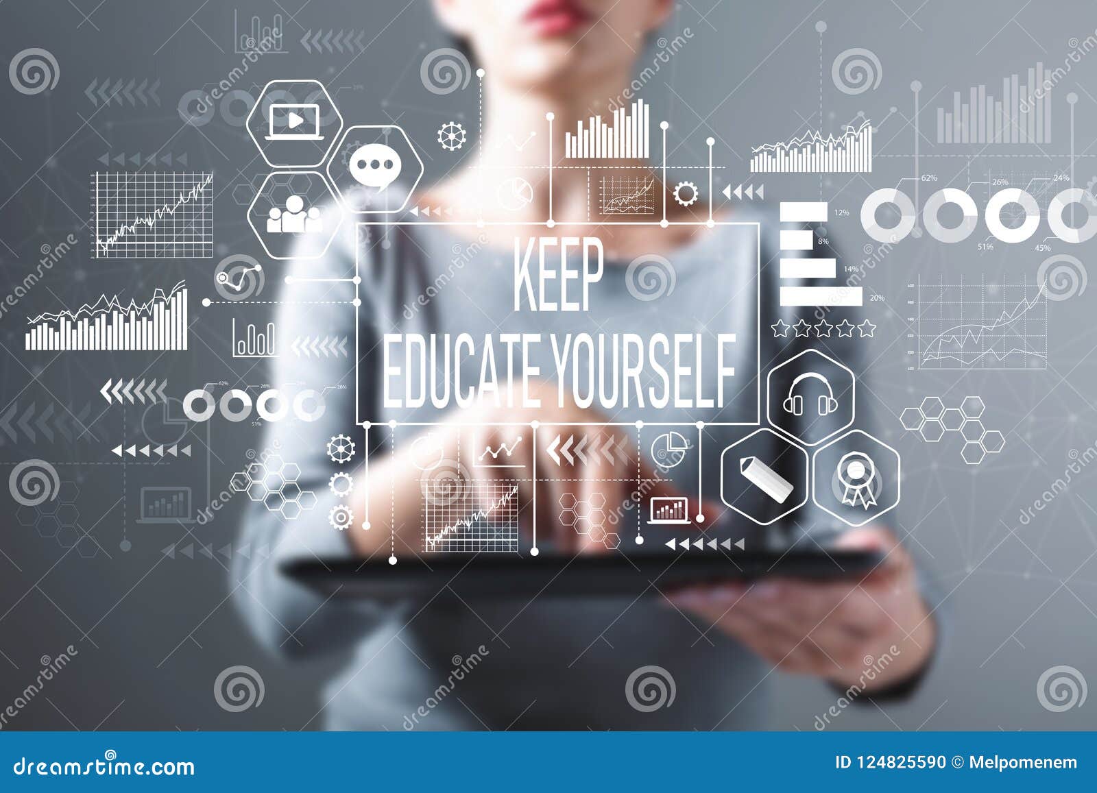 Keep Educate Yourself with Woman Using a Tablet Stock Photo - Image of ...