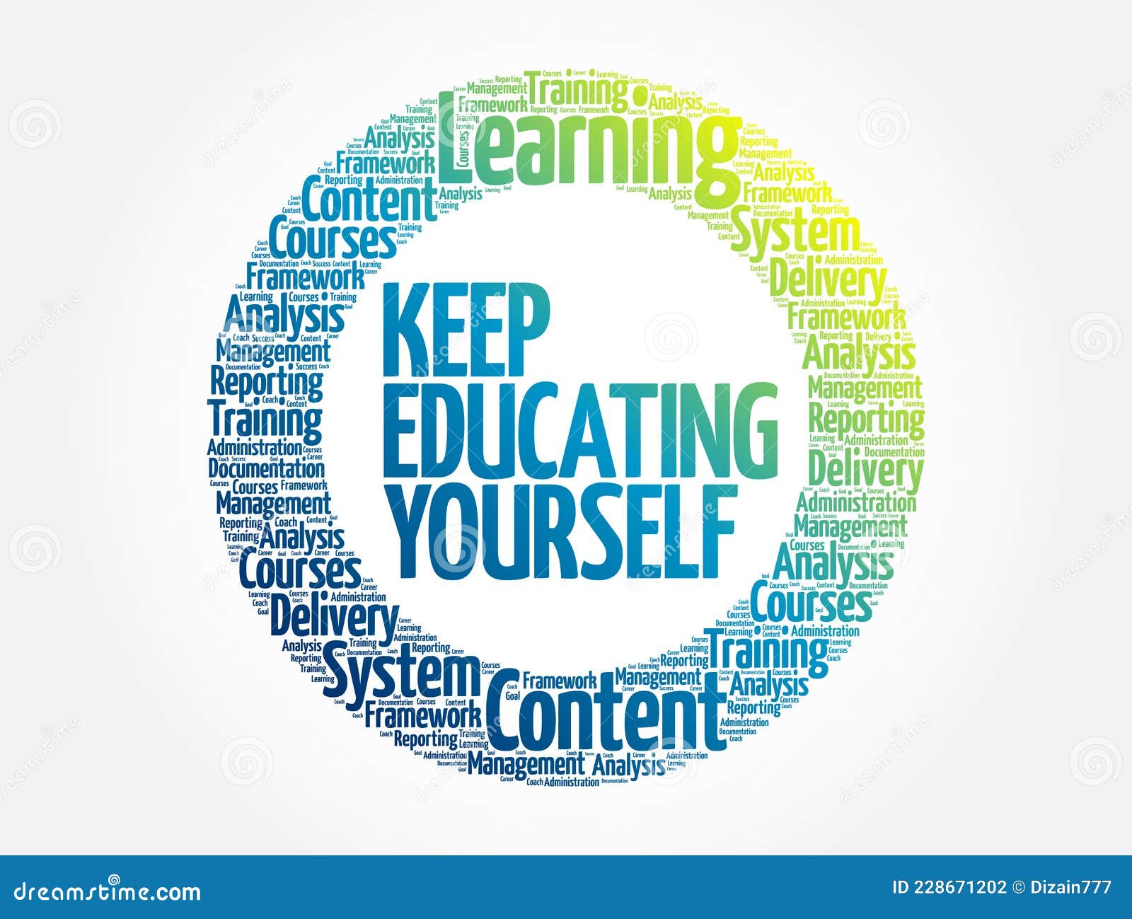 Keep Educating Yourself Circle Word Cloud, Business Concept Stock ...
